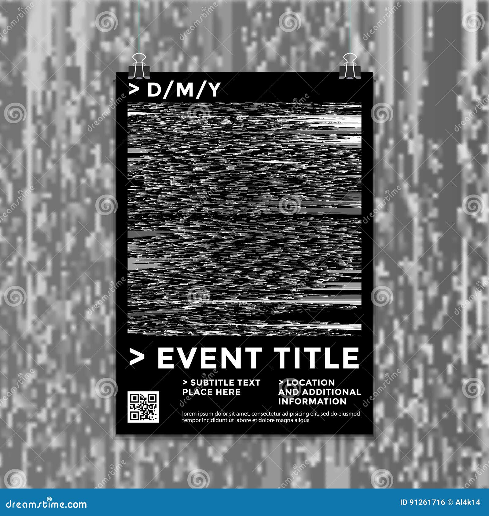 Vector Glitch Background Poster Template Stock Vector - Illustration of ...