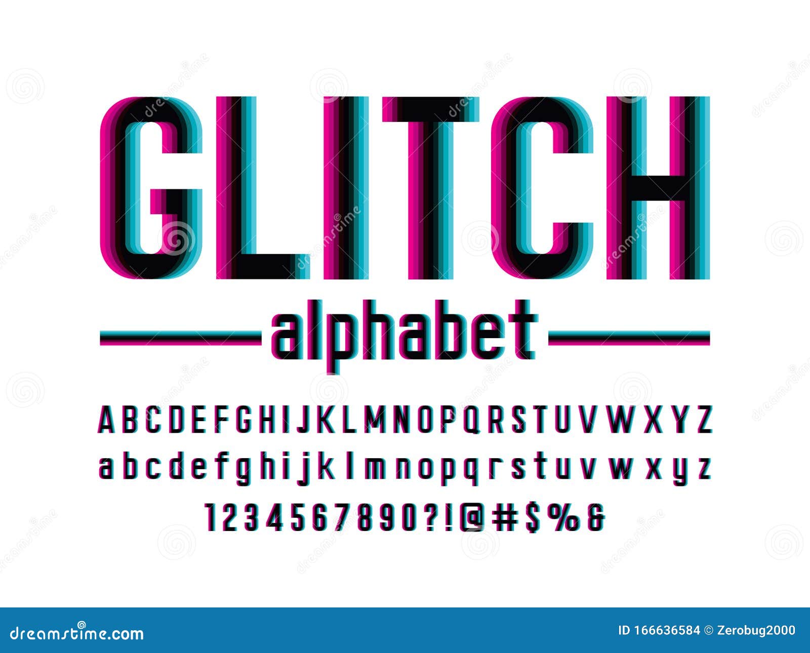 Glitch font stock vector. Illustration of colour, alphabet - 166636584