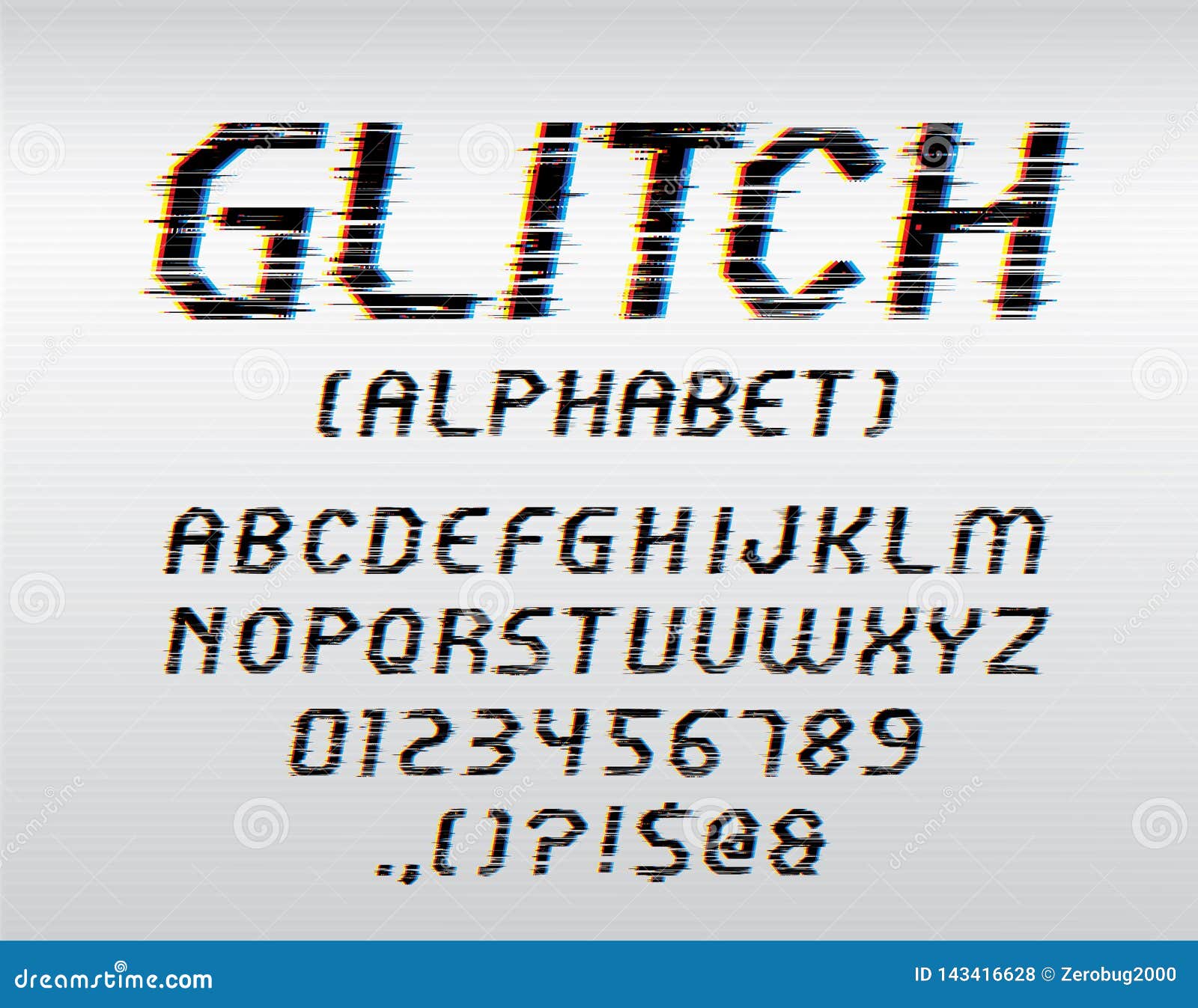 Glitch font stock vector. Illustration of text, colour - 143416628