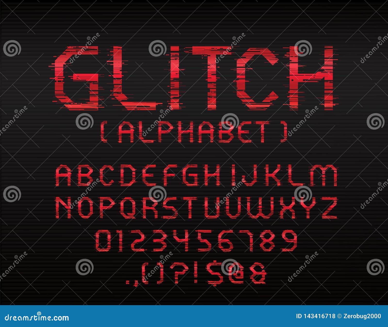 Glitch font stock vector. Illustration of illusion, type - 143416718