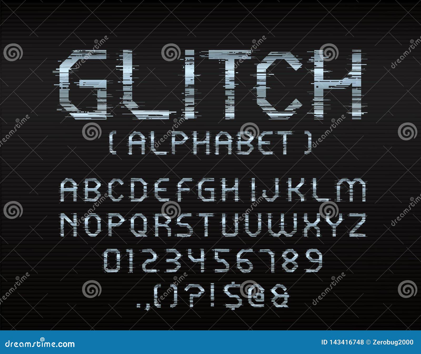 Glitch font stock vector. Illustration of pixel, number - 143416748