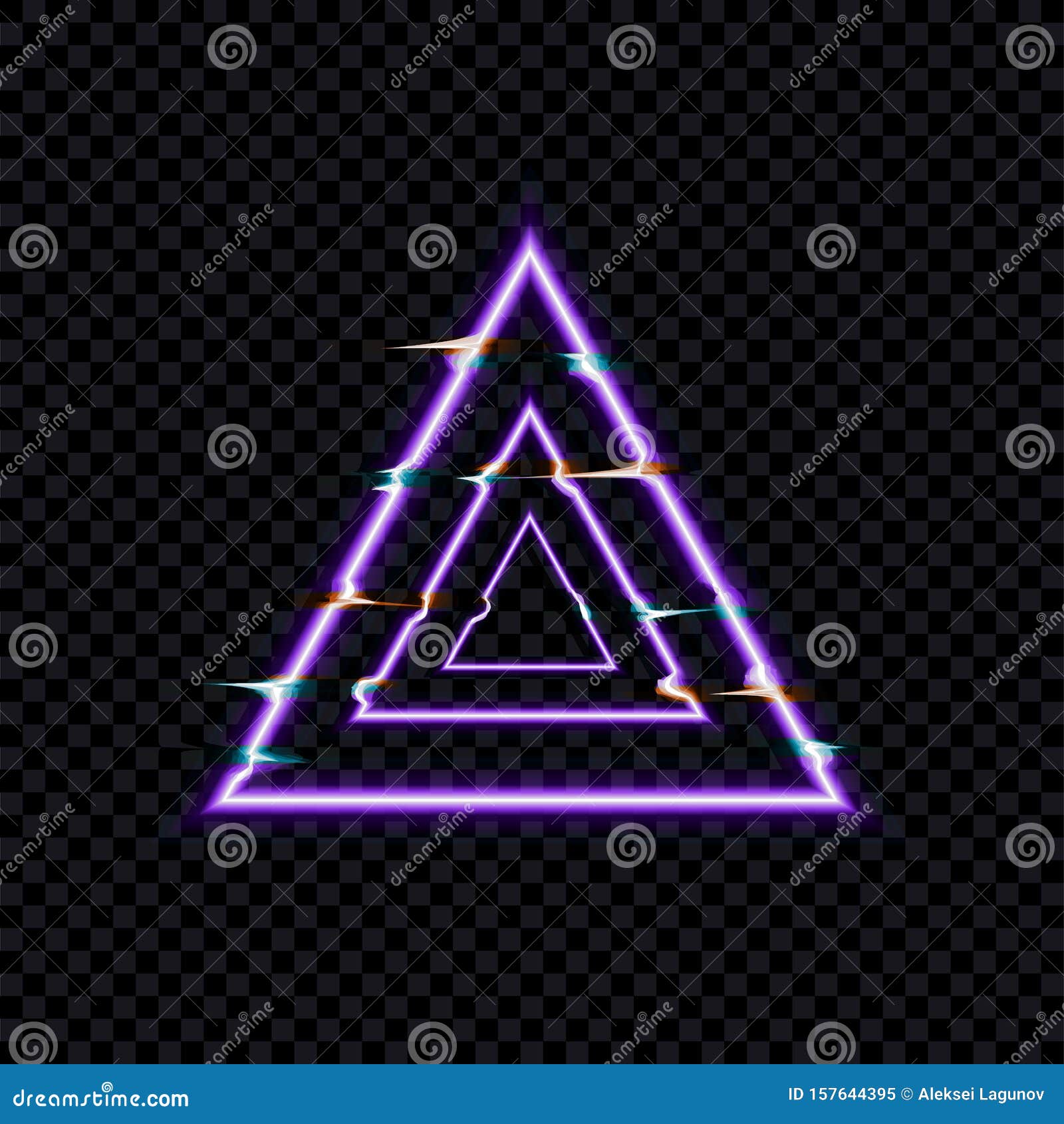 Vector Glitch Effect, Glows Distorted Triangles, Neon Icon Template ...