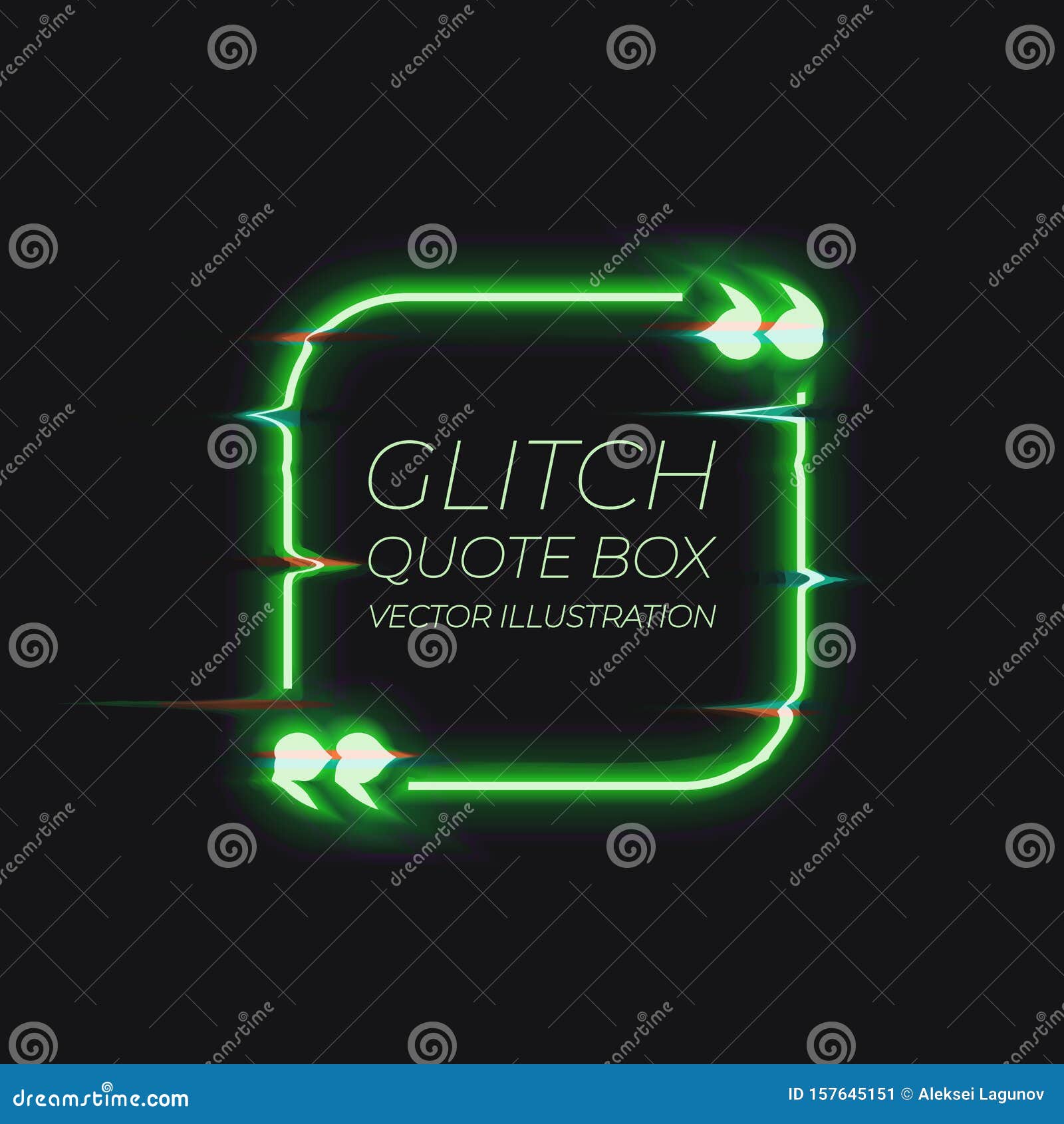 Vector Glitch Effect Quote Frame, Neon Square Text Box Template, TV ...