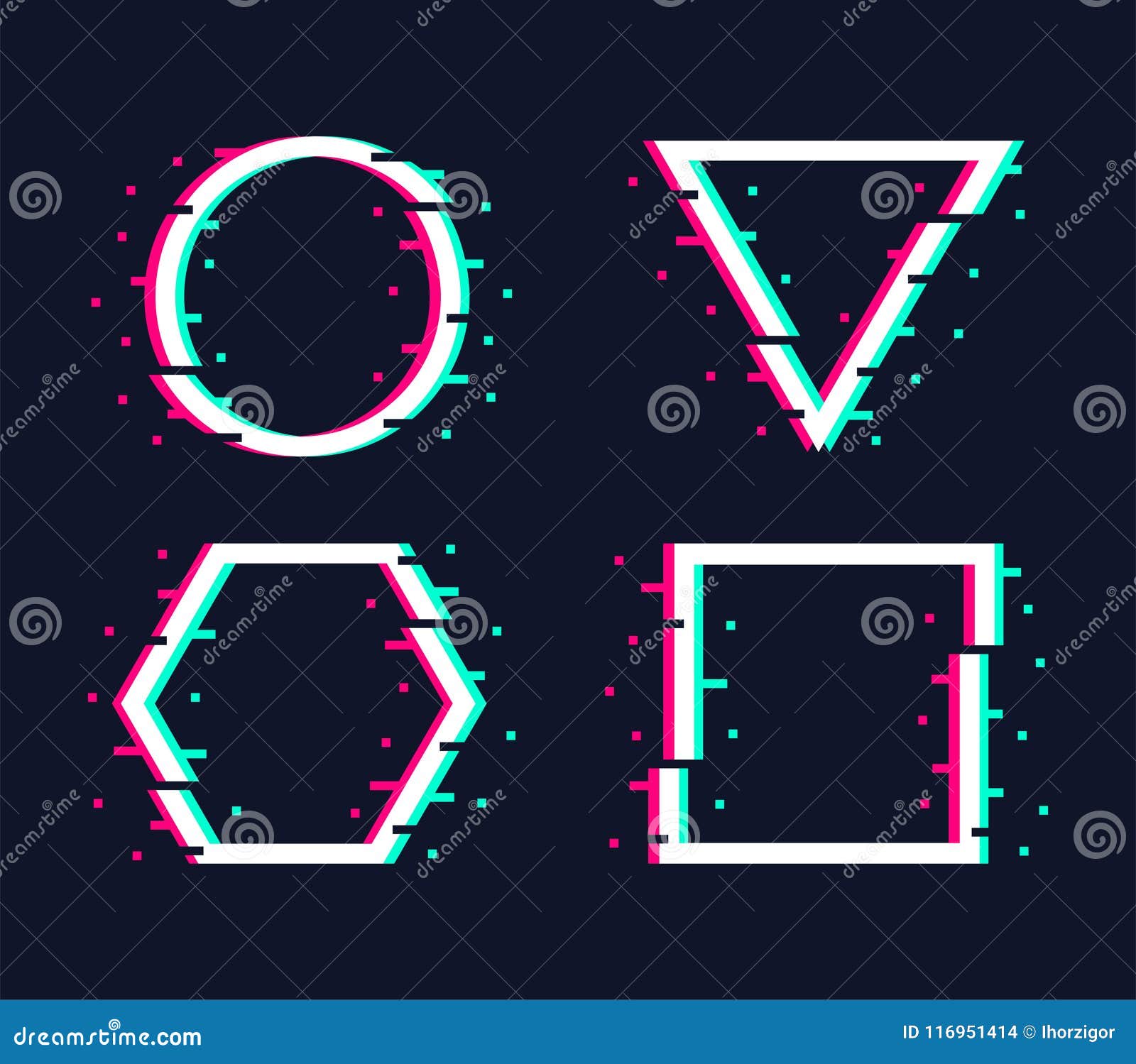 Vector glitch frames set stock vector. Illustration of minimal - 116951414