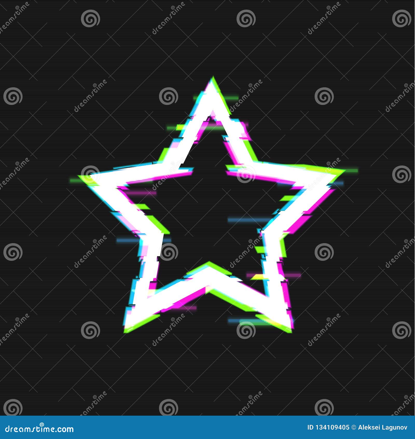 Vector Glitch Glowing Star, Distorted Illustration, Shining Star Shape ...