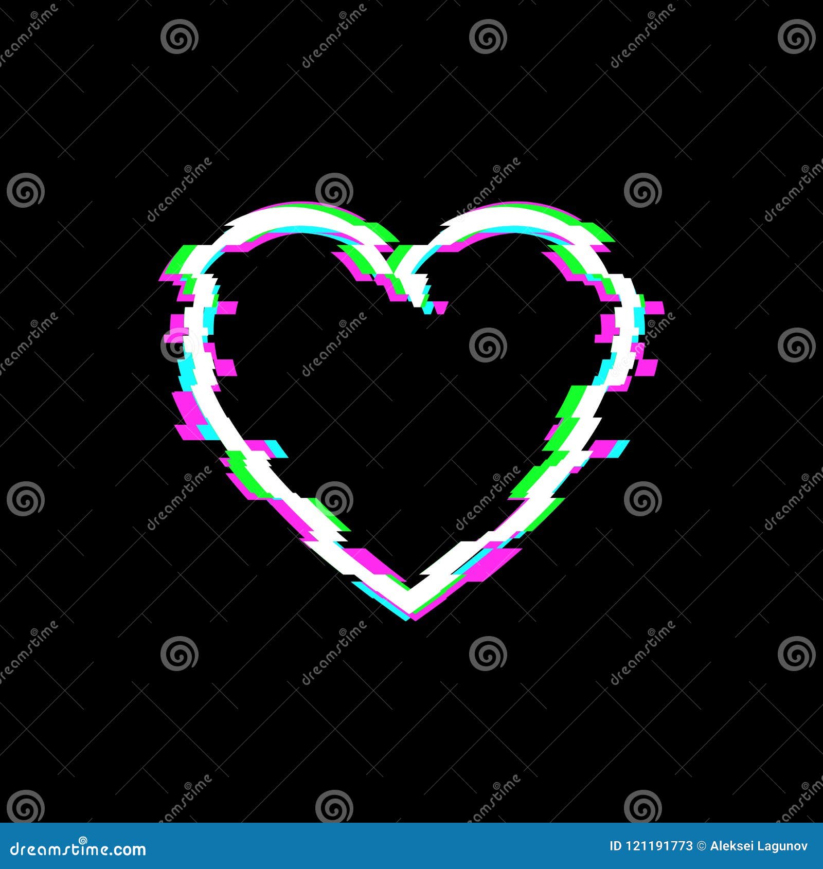 Vector Glitch Heart Icon, Technology Illustration Background, White ...