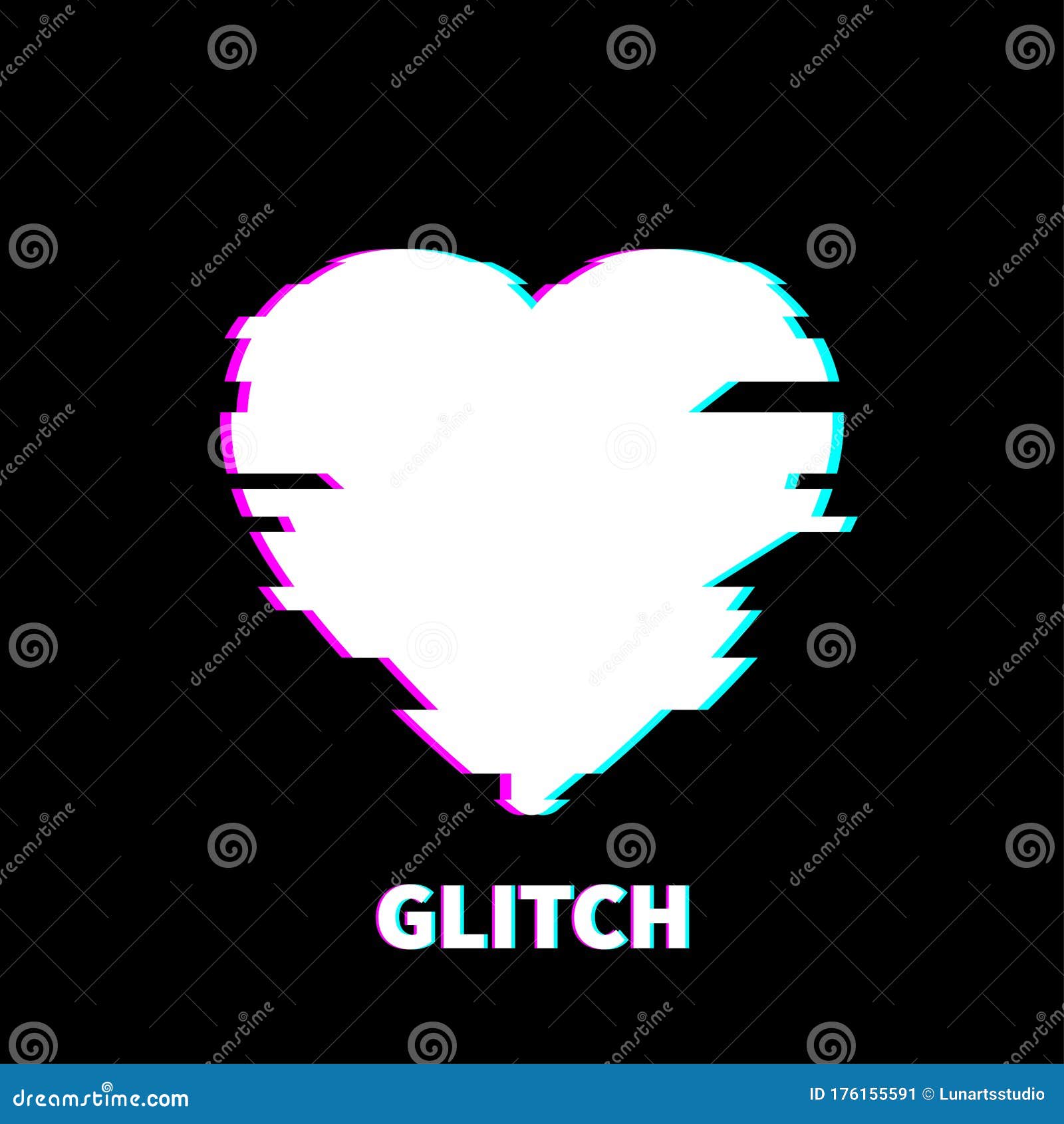 Vector Glitch Heart Icon, Technology Illustration Background, White ...