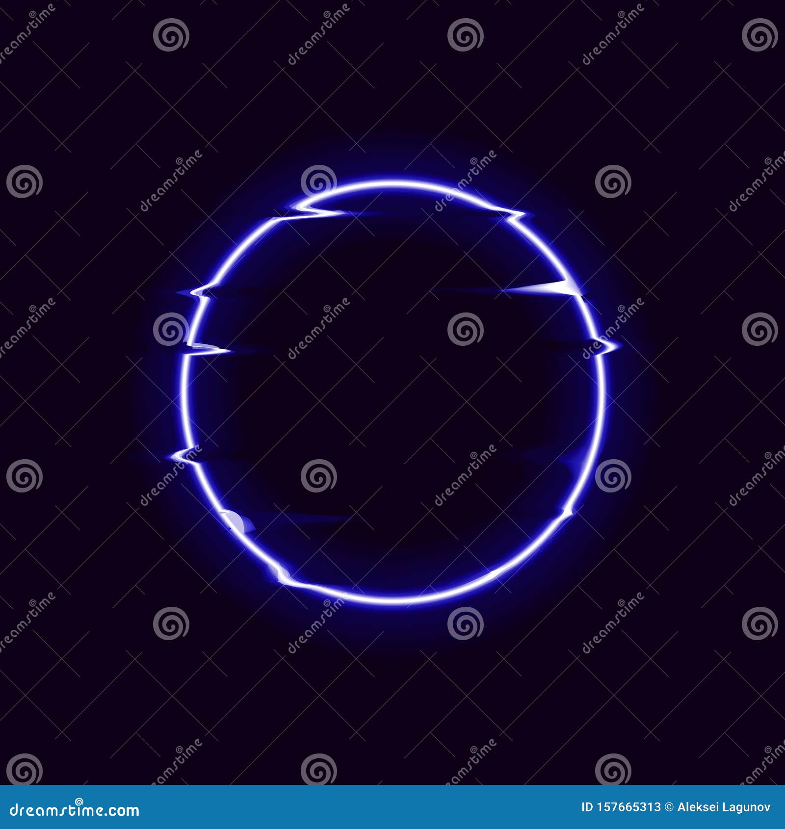 Vector Glitch Ring, Round Shape, Shining Neon Illustration on Dark ...