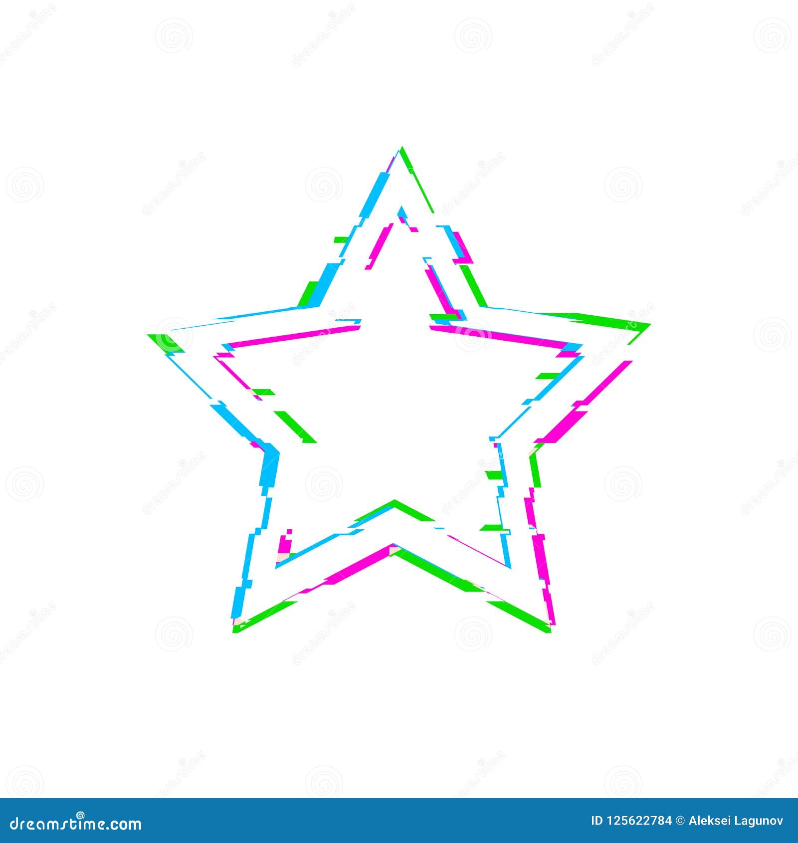 Vector Glitch White Star Isolated on White Background, Blue, Pink and ...