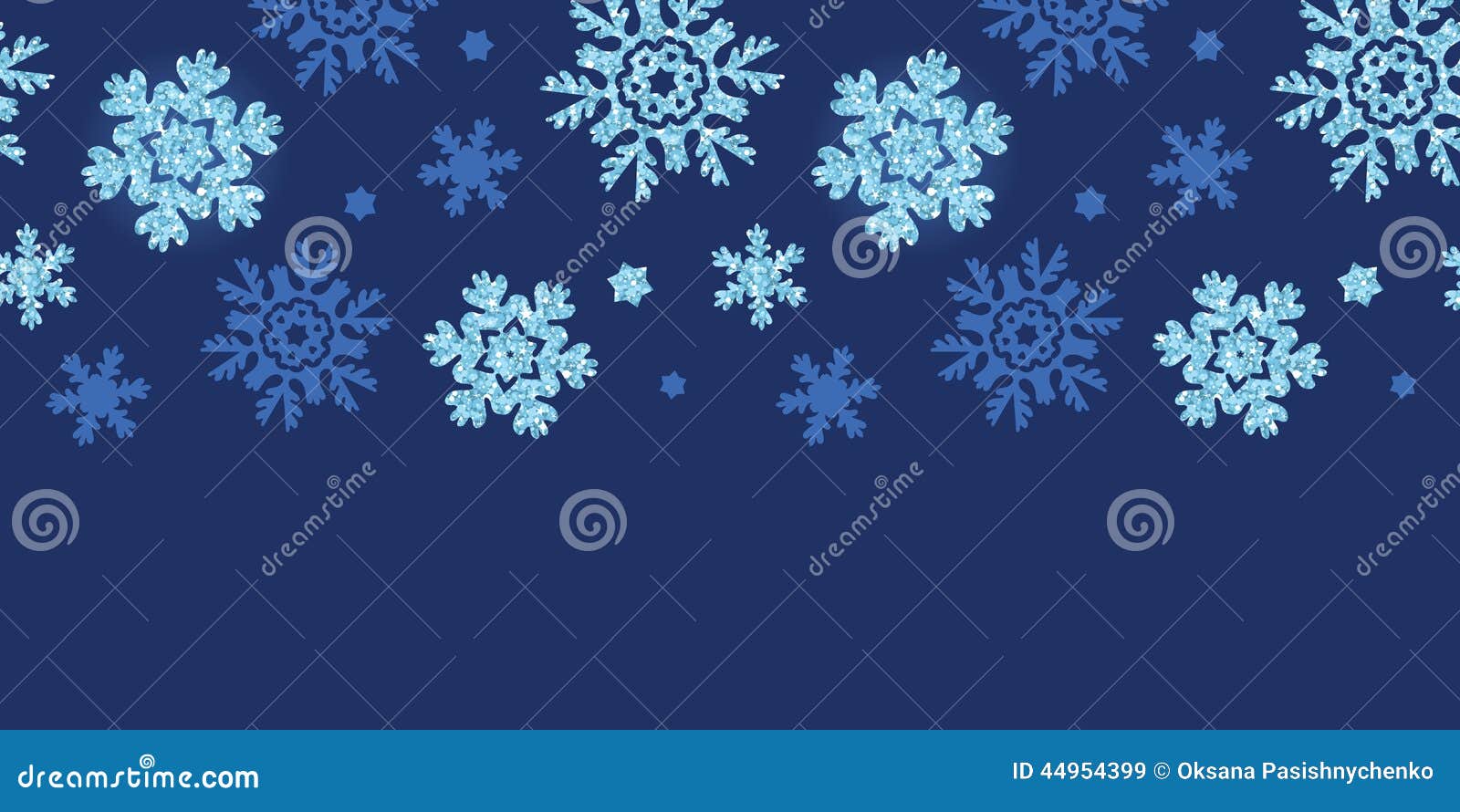 Vector Glitter Snowflakes Dark Horizontal Border Stock Vector ...