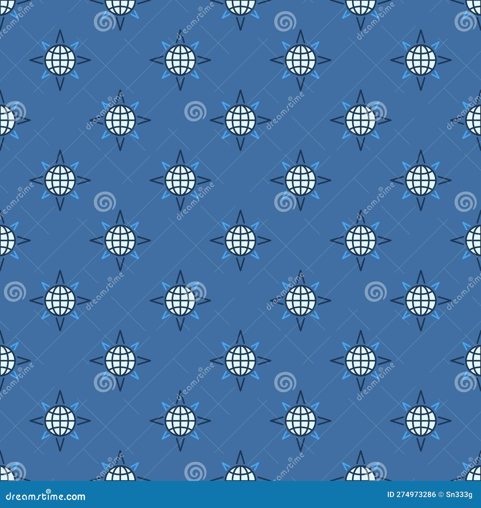 Vector Globe Inside Star Shape Colored Seamless Pattern Stock ...