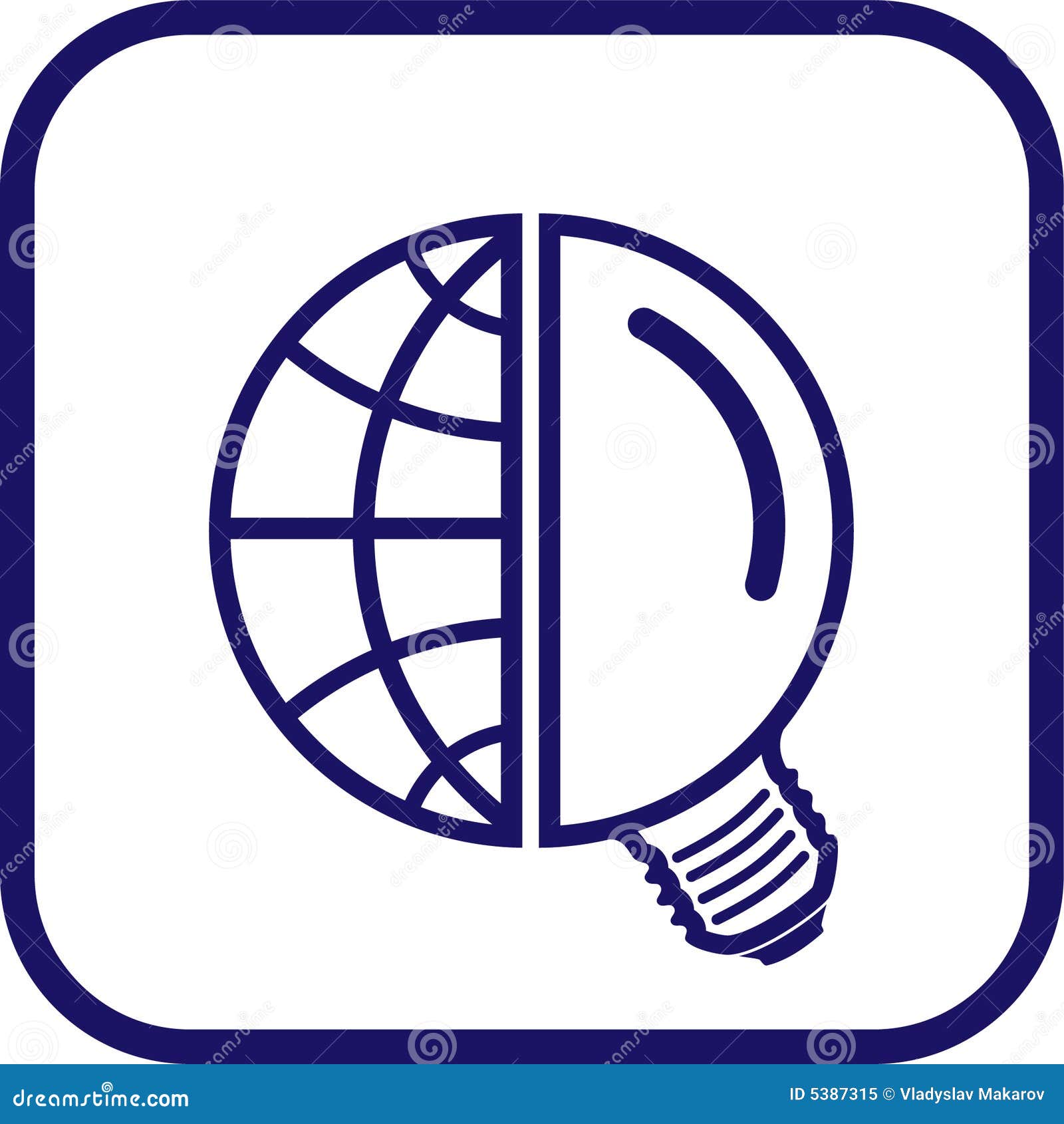 Vector globe and lamp icon stock vector. Illustration of logo - 5387315