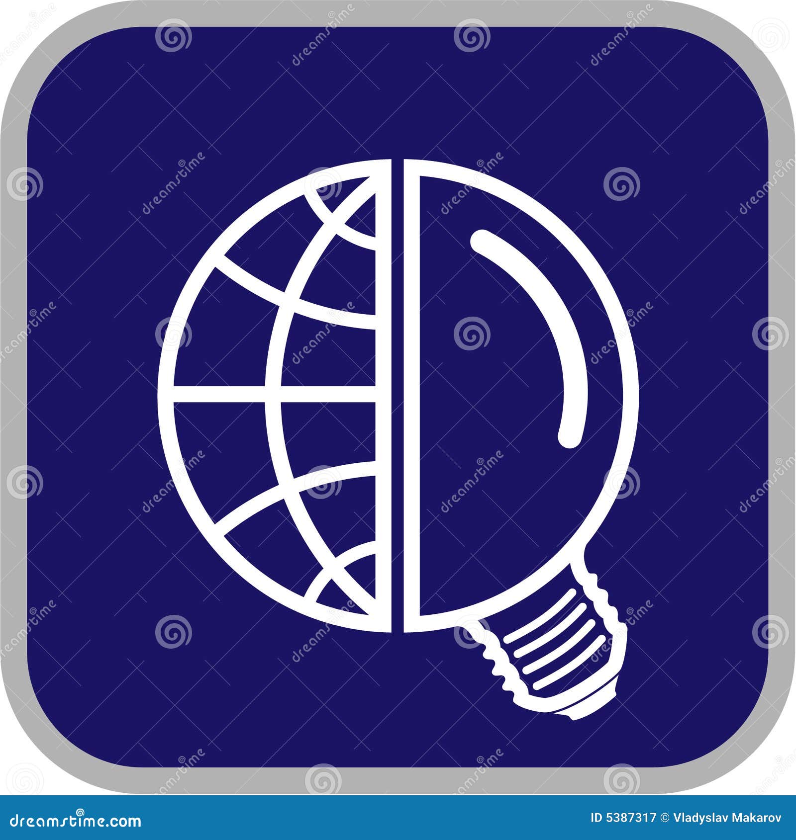 Vector globe and lamp icon stock vector. Illustration of combination ...
