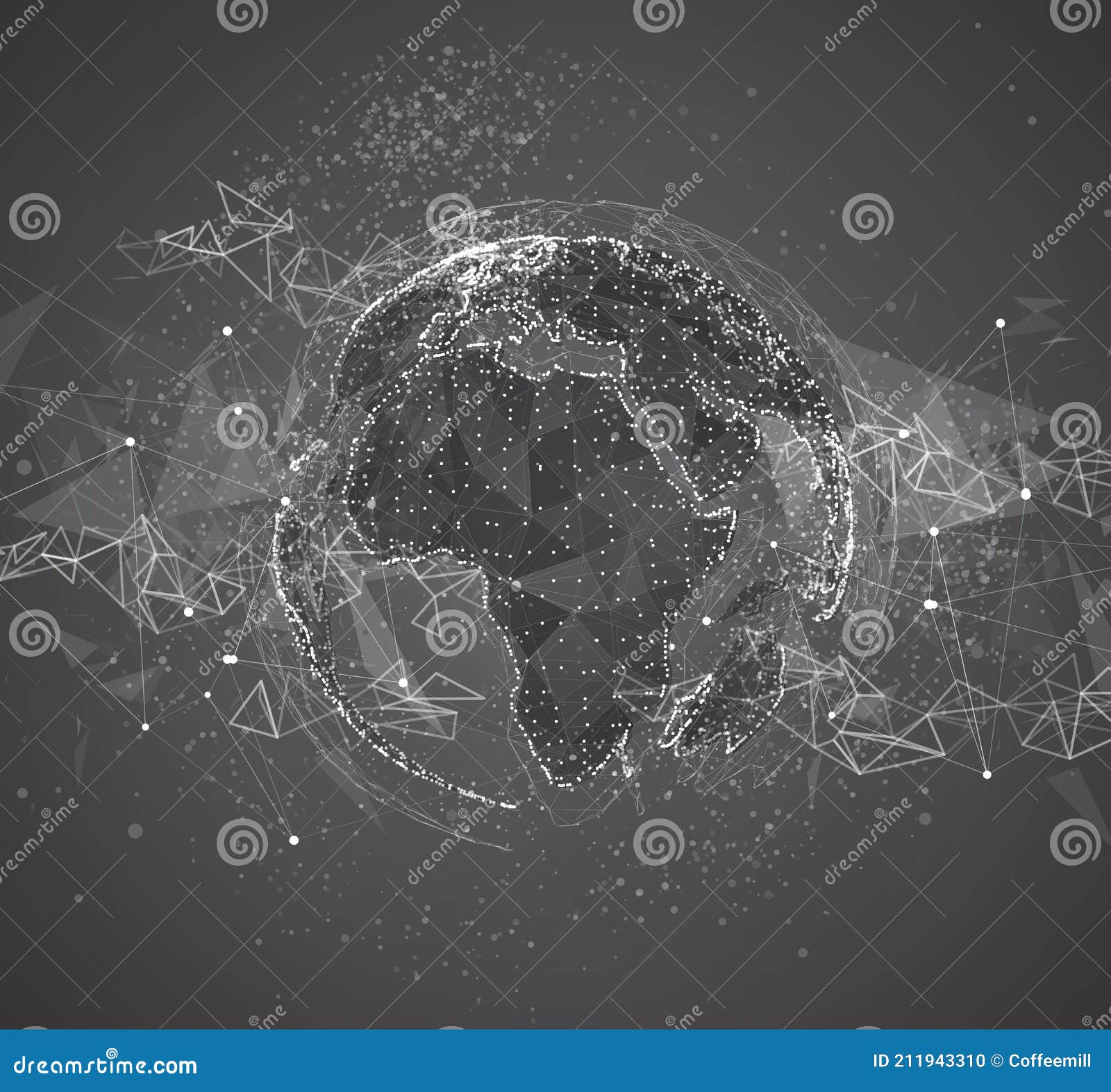Vector Globe, Planet Earth, from Dots. Concept Bigdata, Processing and ...