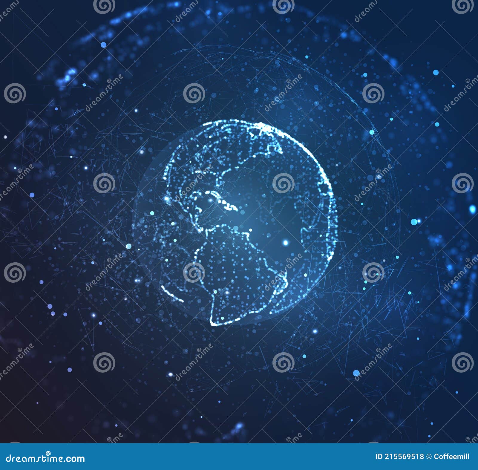 Vector Globe, Planet Earth, from Dots. Concept Bigdata, Processing ...