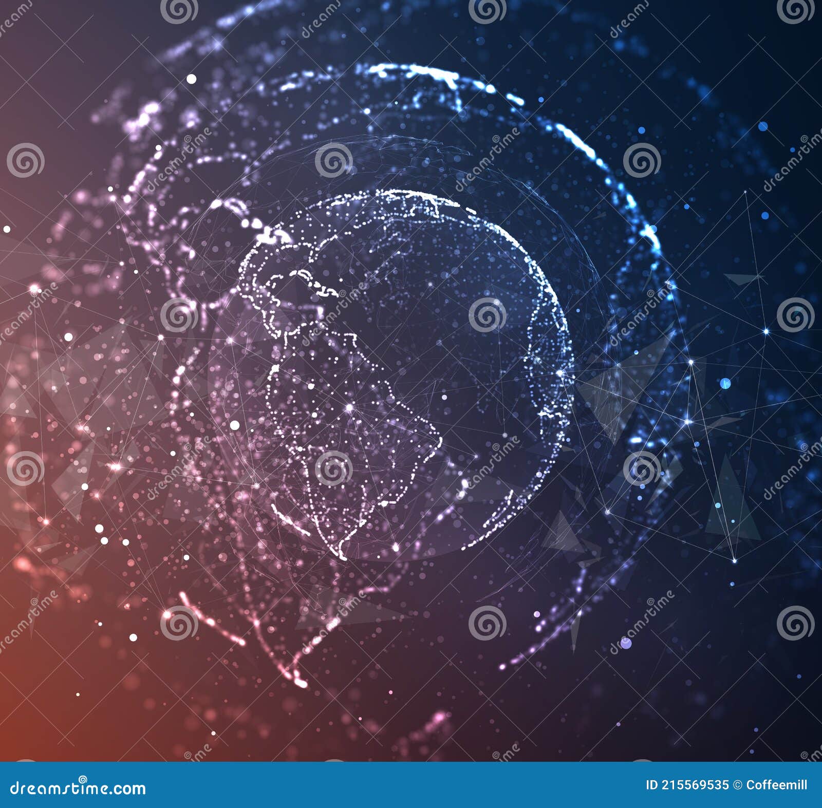 Vector Globe, Planet Earth, from Dots. Concept Bigdata, Processing ...