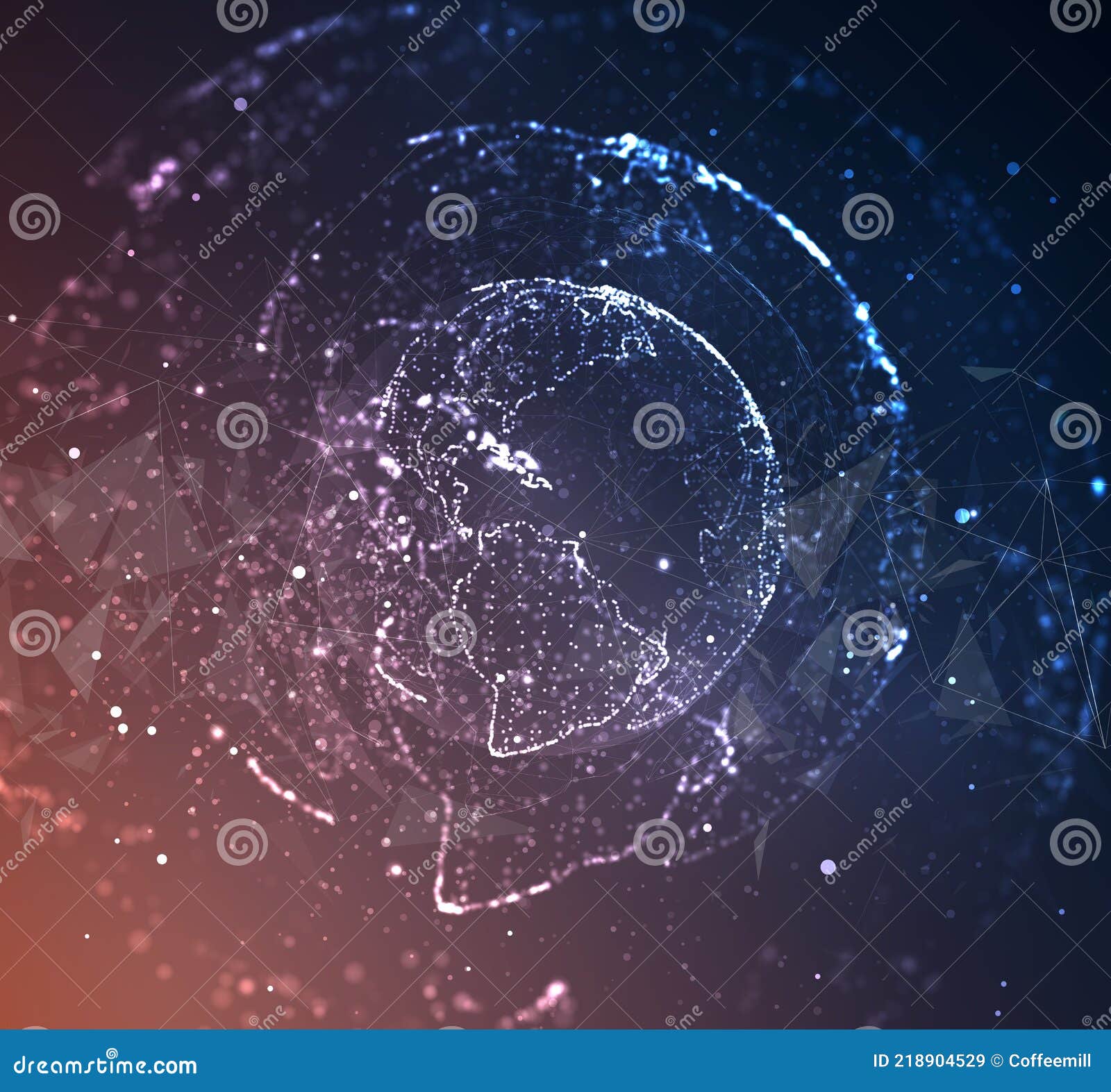 Vector Globe, Planet Earth, from Dots. Concept Bigdata, Processing ...