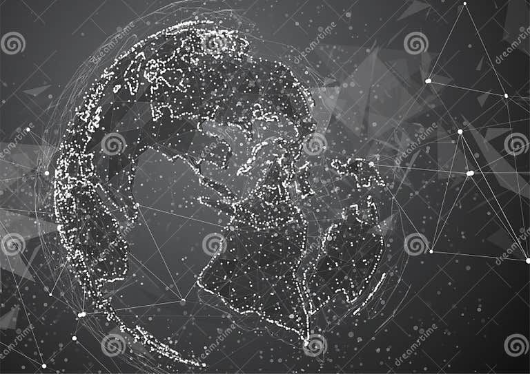 Vector Globe, Planet Earth, from Dots. Concept Bigdata, Processing and ...