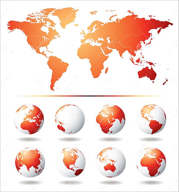 Vector Globe and World Map stock vector. Illustration of east - 12582559