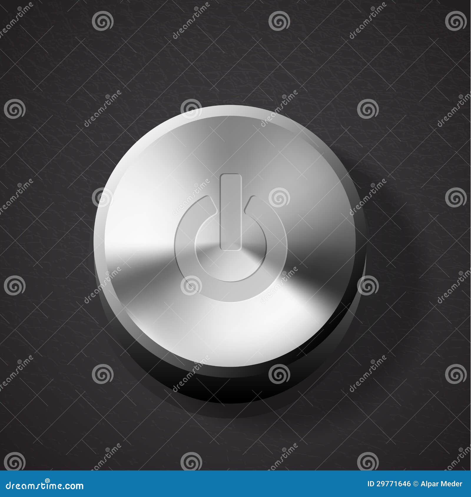 Glossy Brushed Metal Silver Power Button Stock Vector - Illustration of ...