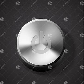 Glossy Brushed Metal Silver Power Button Stock Vector - Illustration of ...