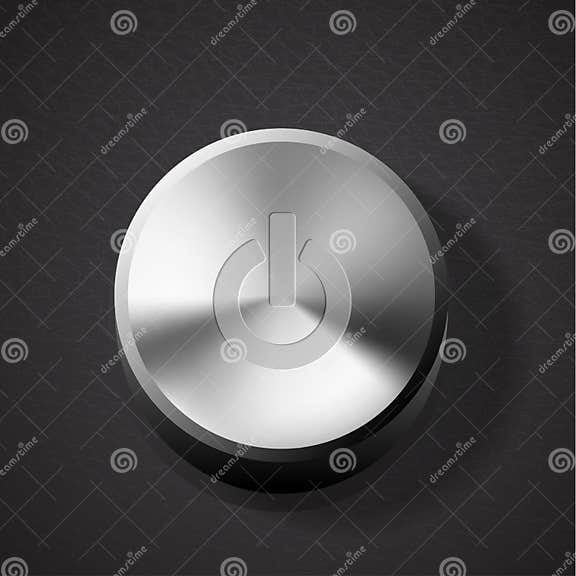 Glossy Brushed Metal Silver Power Button Stock Vector - Illustration of ...