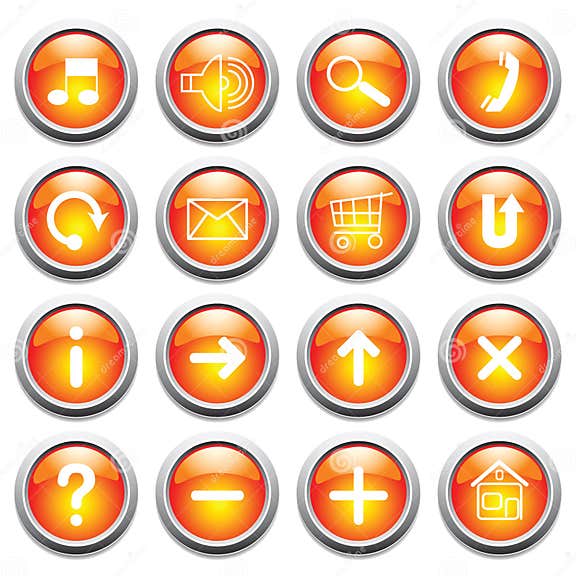 Vector Glossy Buttons with Symbols. Stock Vector - Illustration of home ...