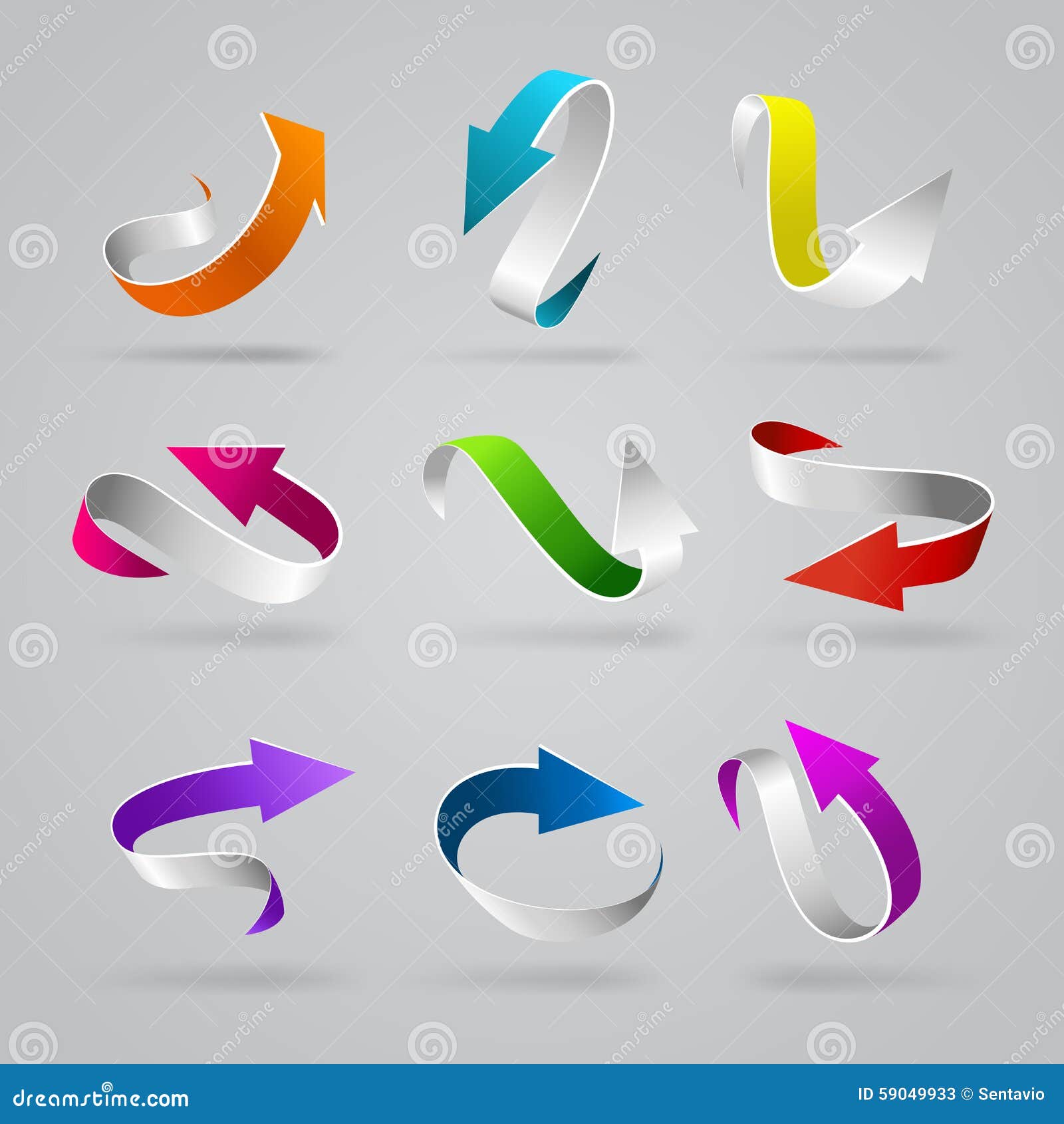 Vector Glossy 3d Curly Arrows Stock Vector - Illustration of pointer ...