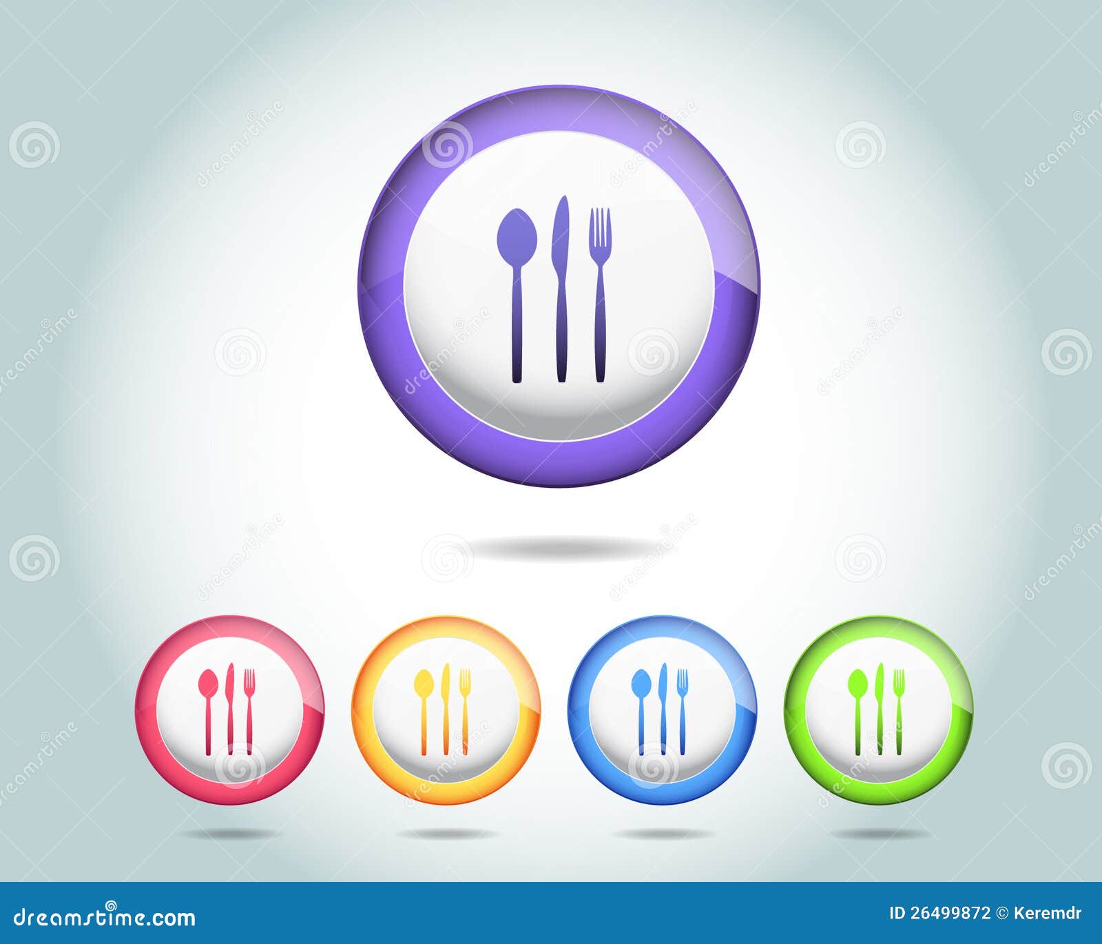 Vector Glossy Dinner Icon and Multicolored Stock Vector - Illustration ...