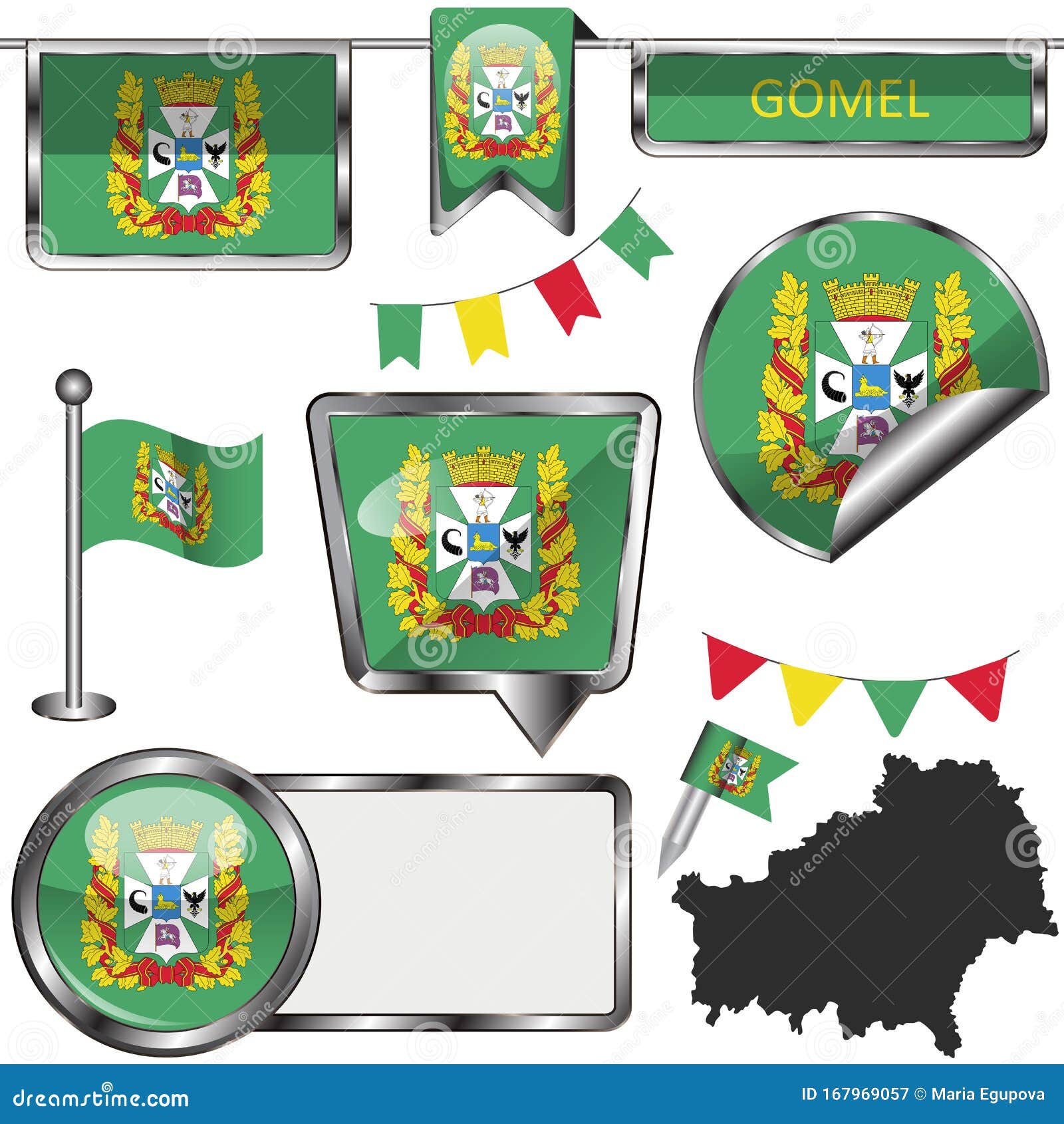 Glossy Icons with Flag of Gomel, Belarus Stock Vector - Illustration of ...