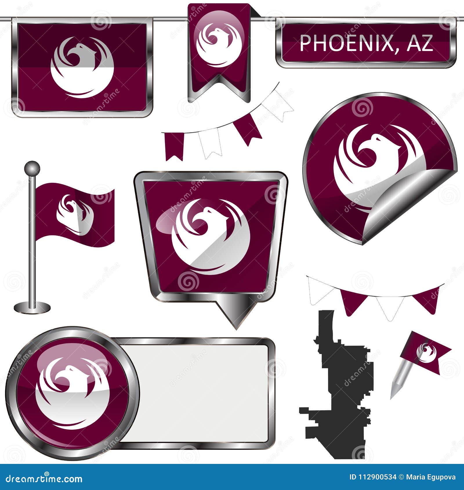 Glossy Icons with Flag of Phoenix Stock Vector - Illustration of ...