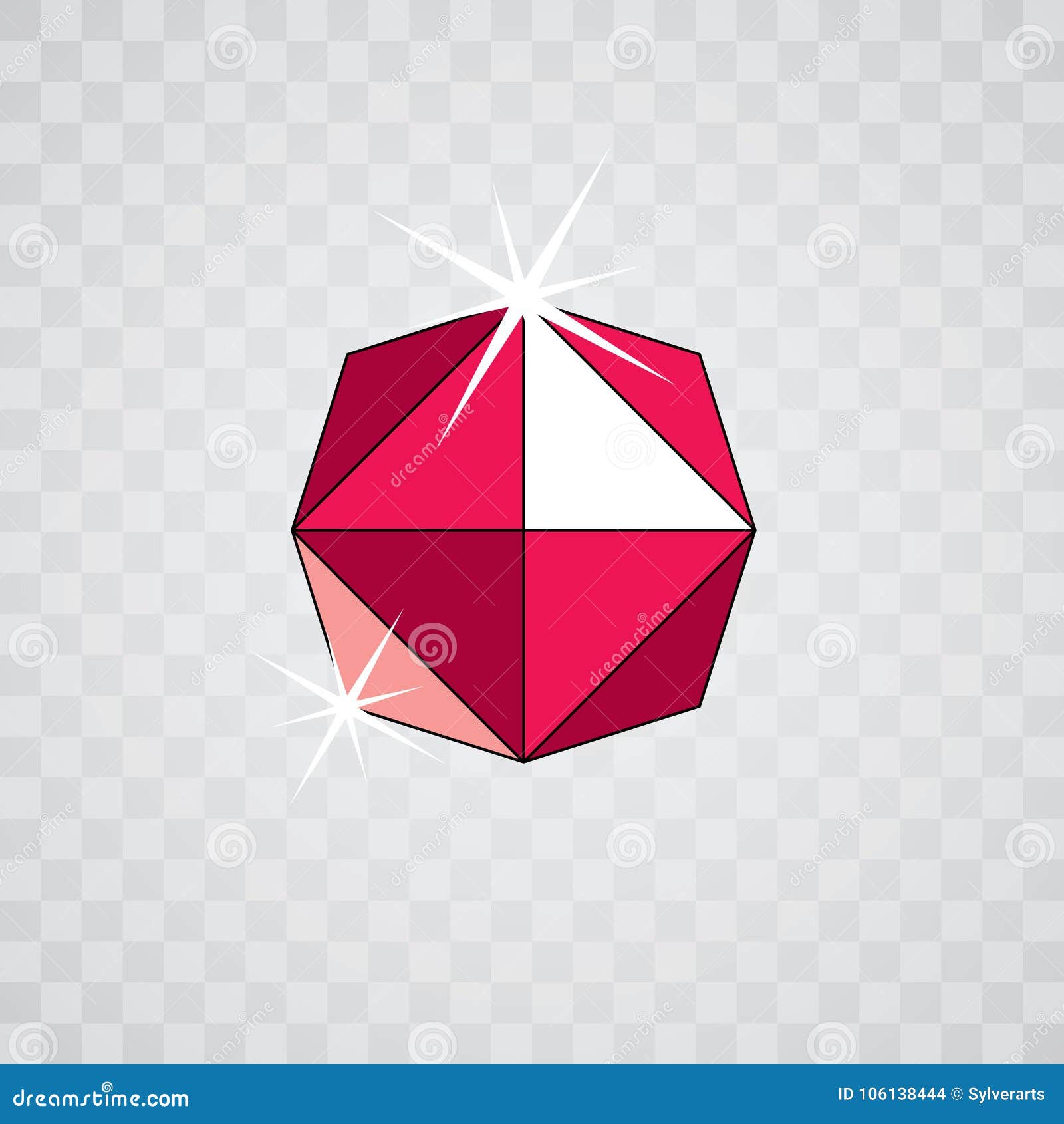 Vector Glossy Red Ruby Symbol. Luxury Diamond Icon, Illustration Stock ...