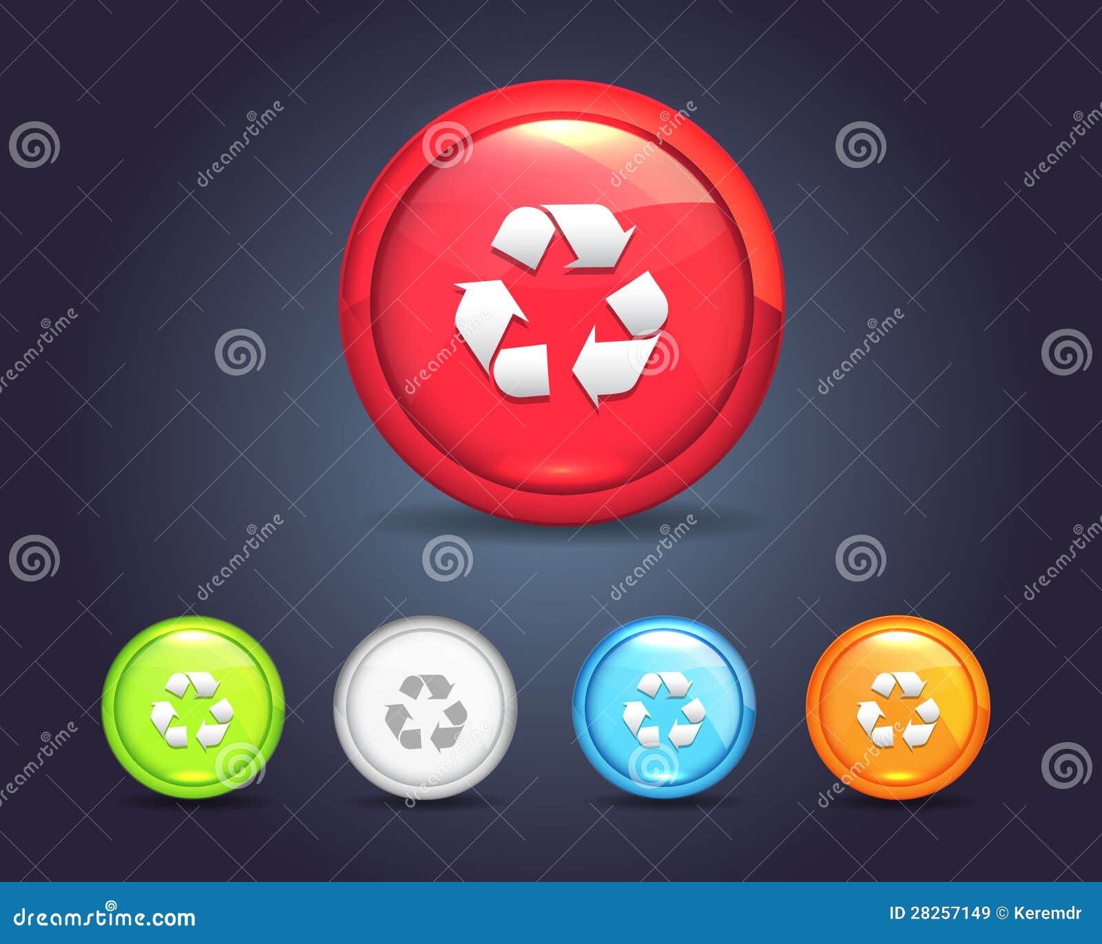Vector Glossy Round Recycle Icon Button Stock Vector - Illustration of ...