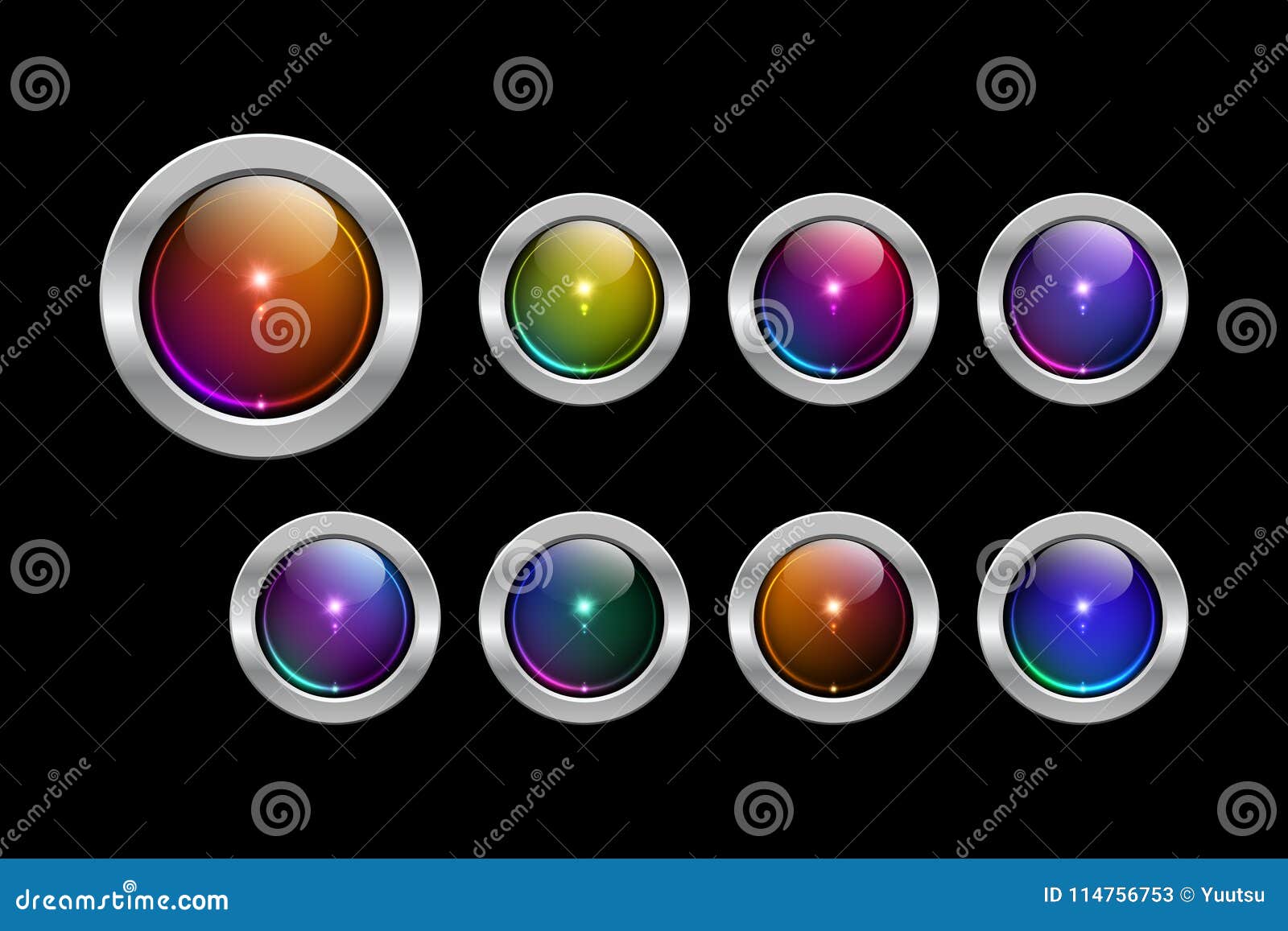 Vector Glossy Web Buttons Collection Stock Vector - Illustration of ...