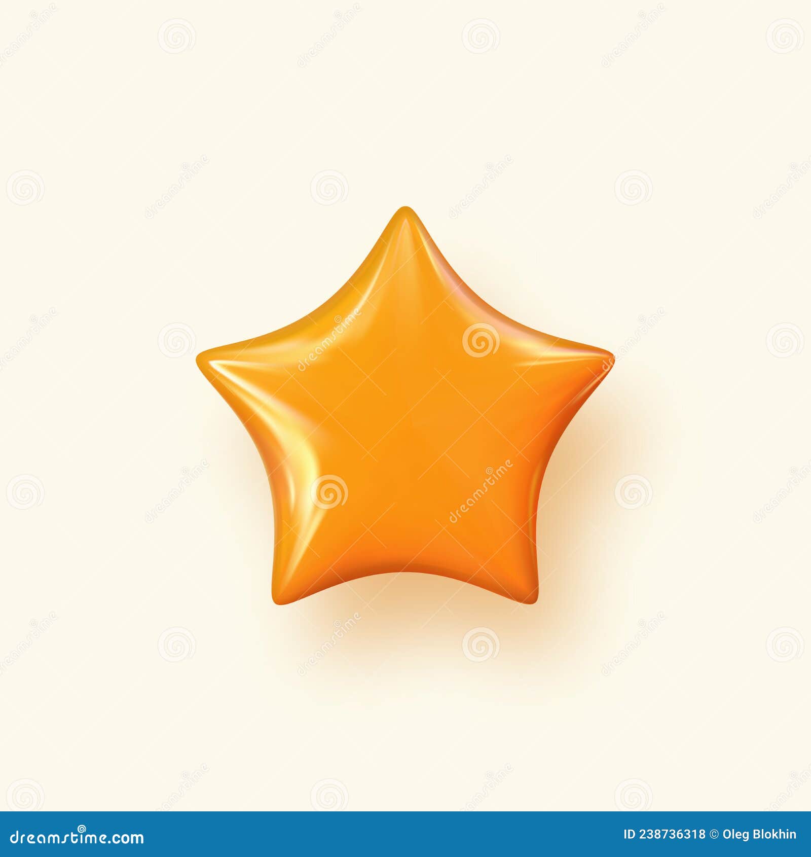 Vector Glossy Yellow Star on White Background. 3d Geometric Shape Stock ...