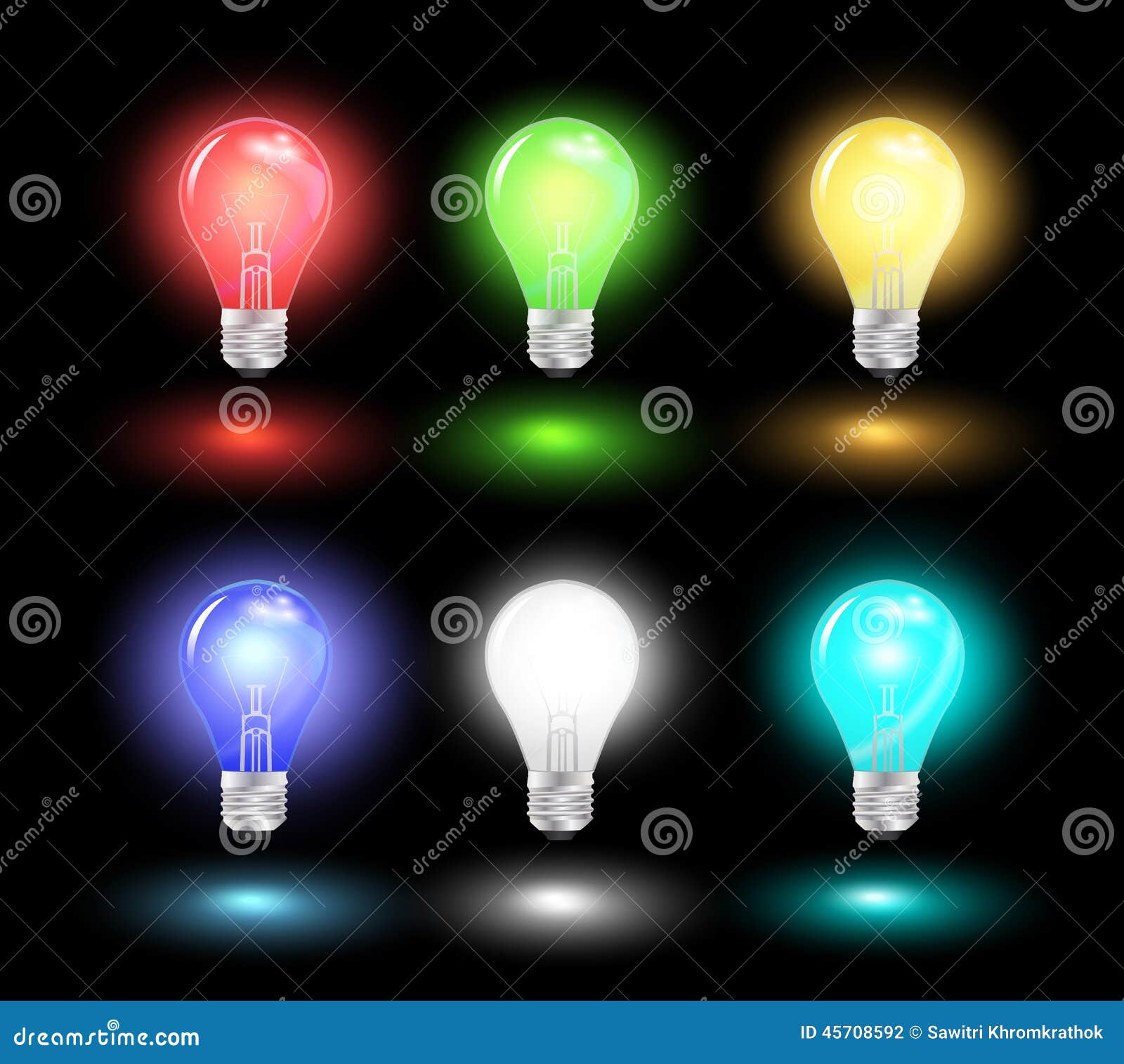 Vector Glowing Light Bulb Ideas Stock Vector - Illustration of ...