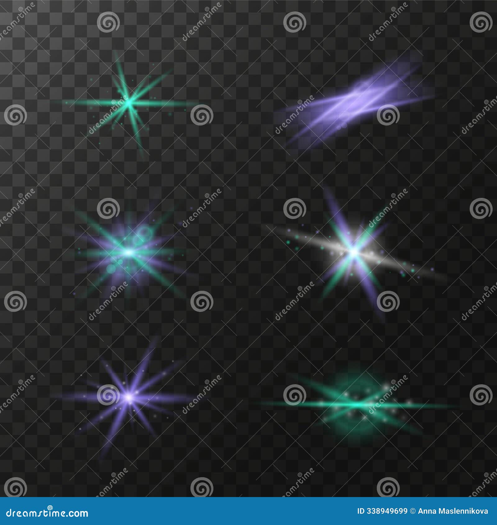 Vector Glowing Light Effect Set. Luminous Element. Transparent Lens ...