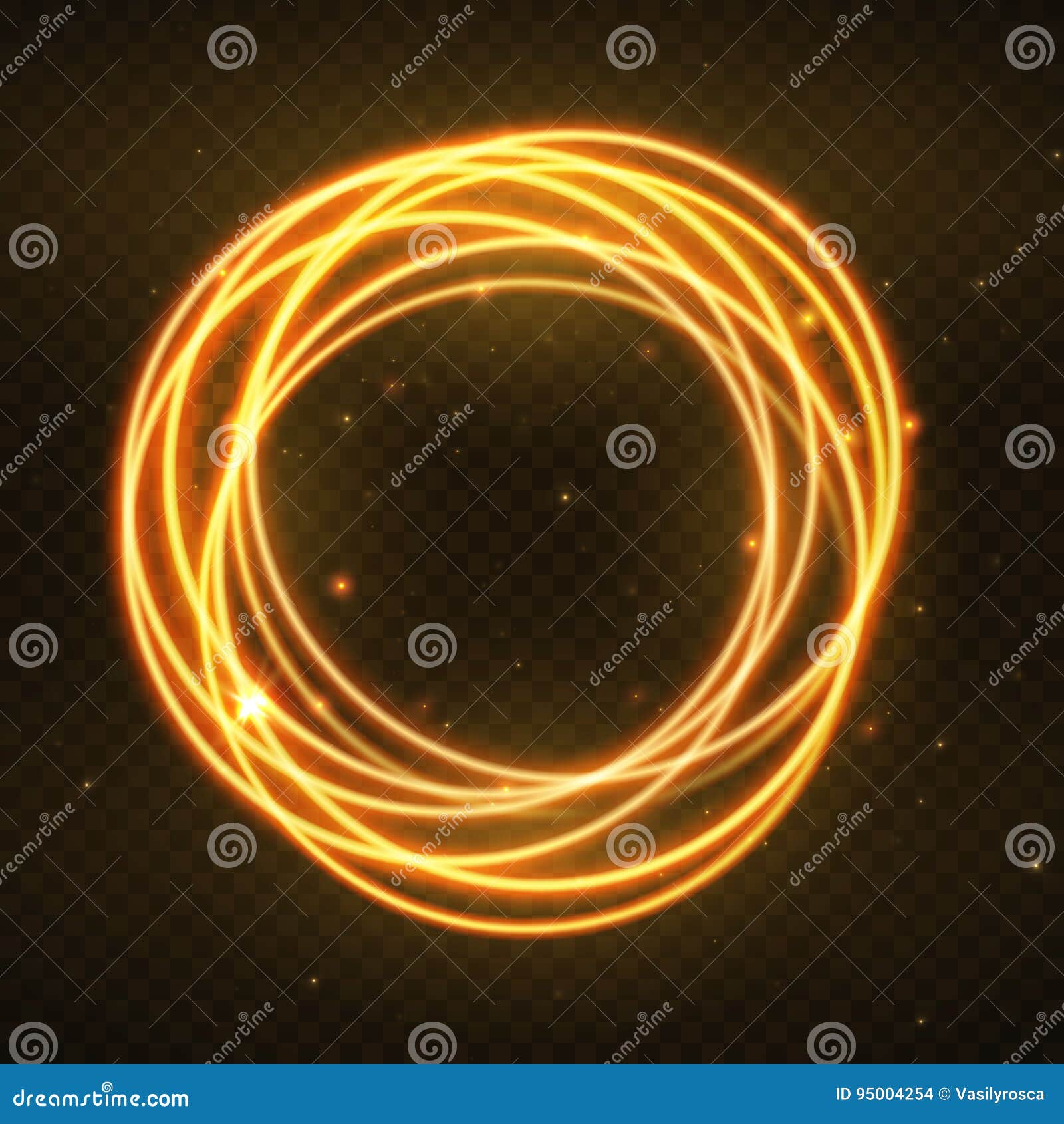 Vector Glowing Magic Circle Frame. Glowing Fire Ring Wave Stock Vector ...