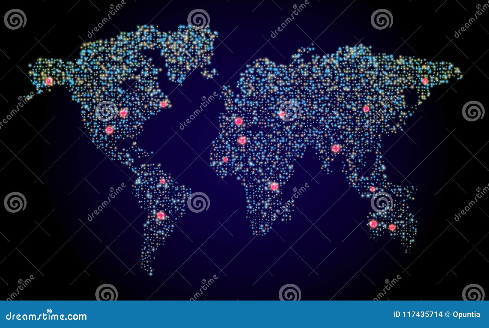 Vector glowing world map stock illustration. Illustration of ...