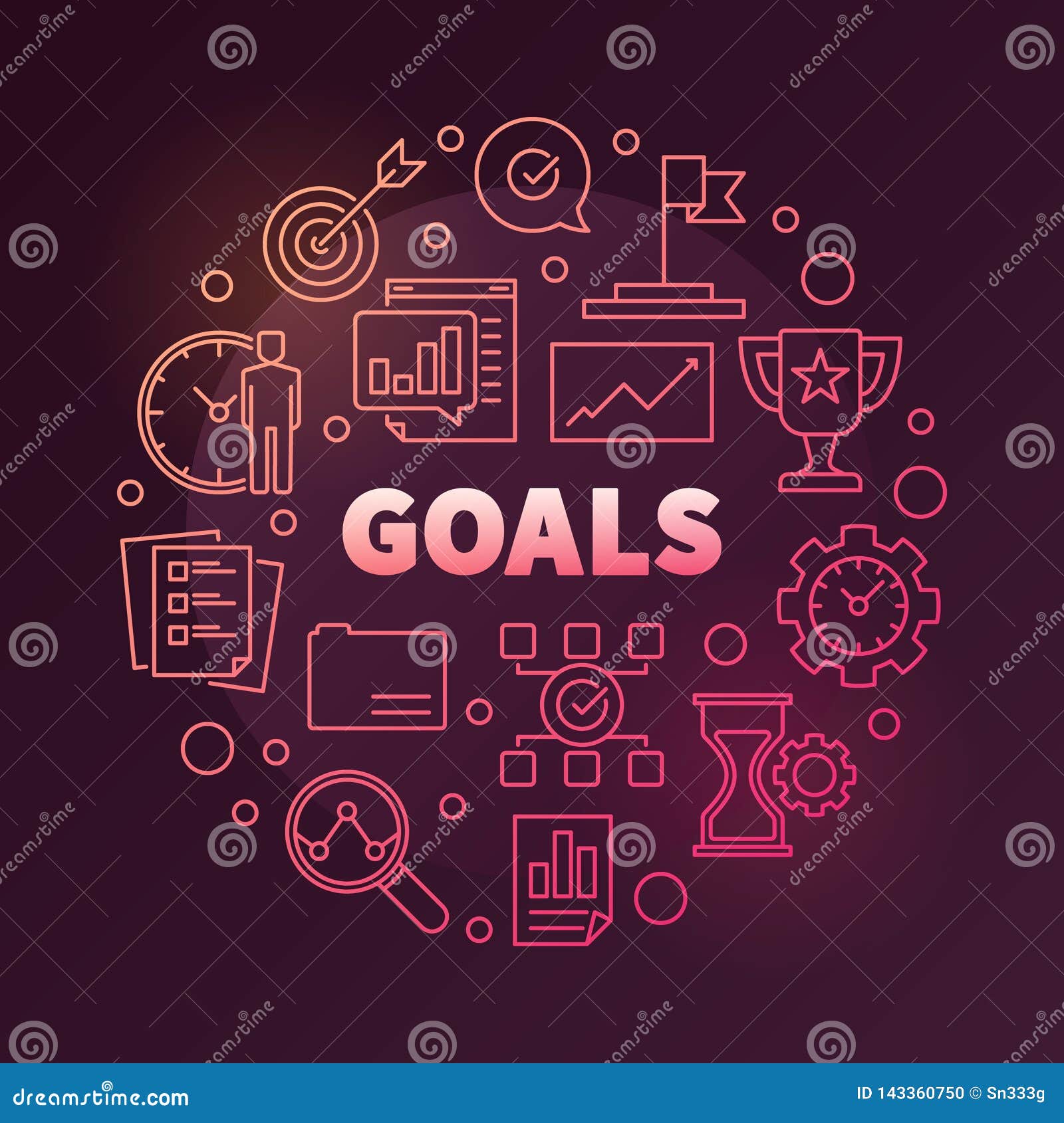 Vector Goals Colored Round Illustration in Outline Style Stock Vector ...