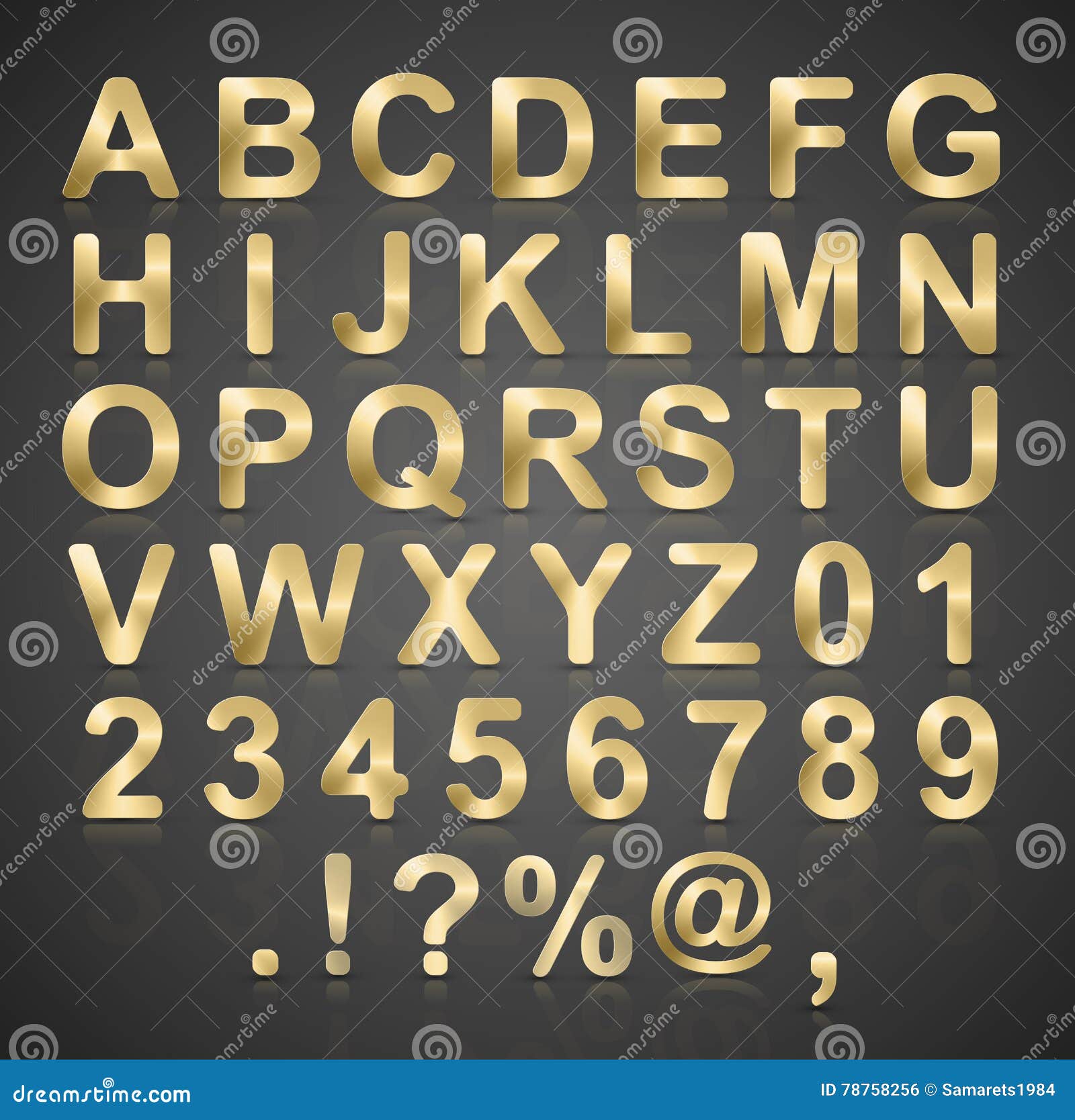 Vector Gold Alphabet Set. stock vector. Illustration of artistic - 78758256