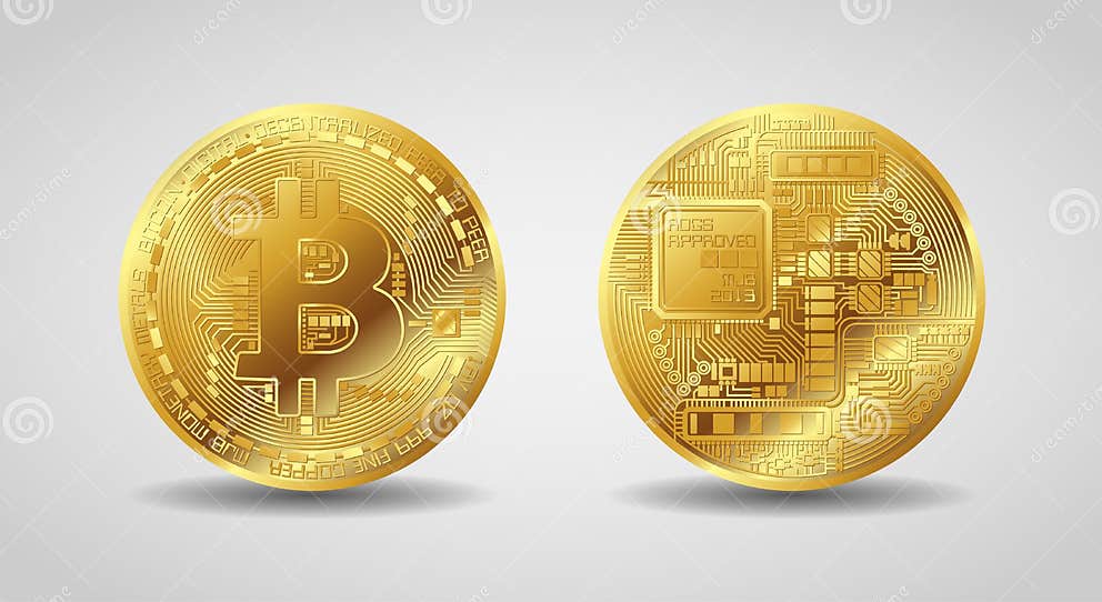 Vector gold bitcoin stock vector. Illustration of digital - 125508226