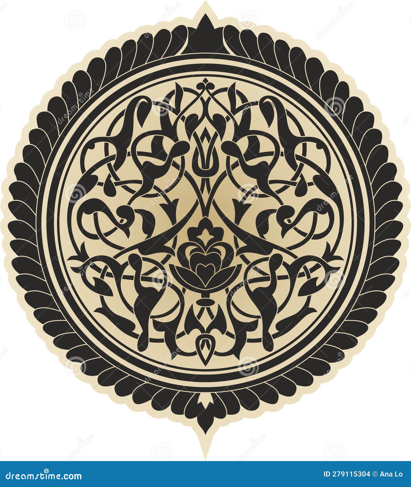 Vector Gold and Black Round Arabic Ornament. Stock Vector ...