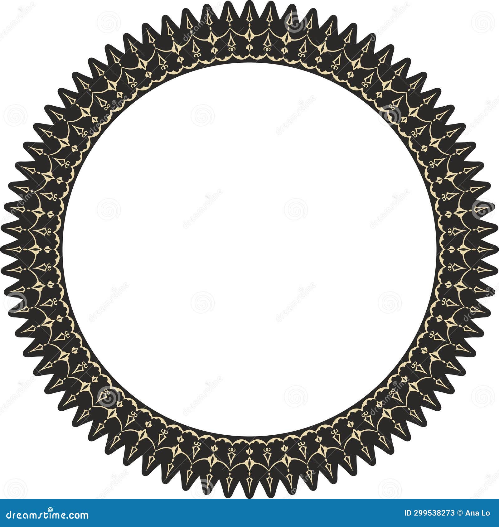 Vector Gold and Black Round Turkish Ornament. Stock Illustration ...