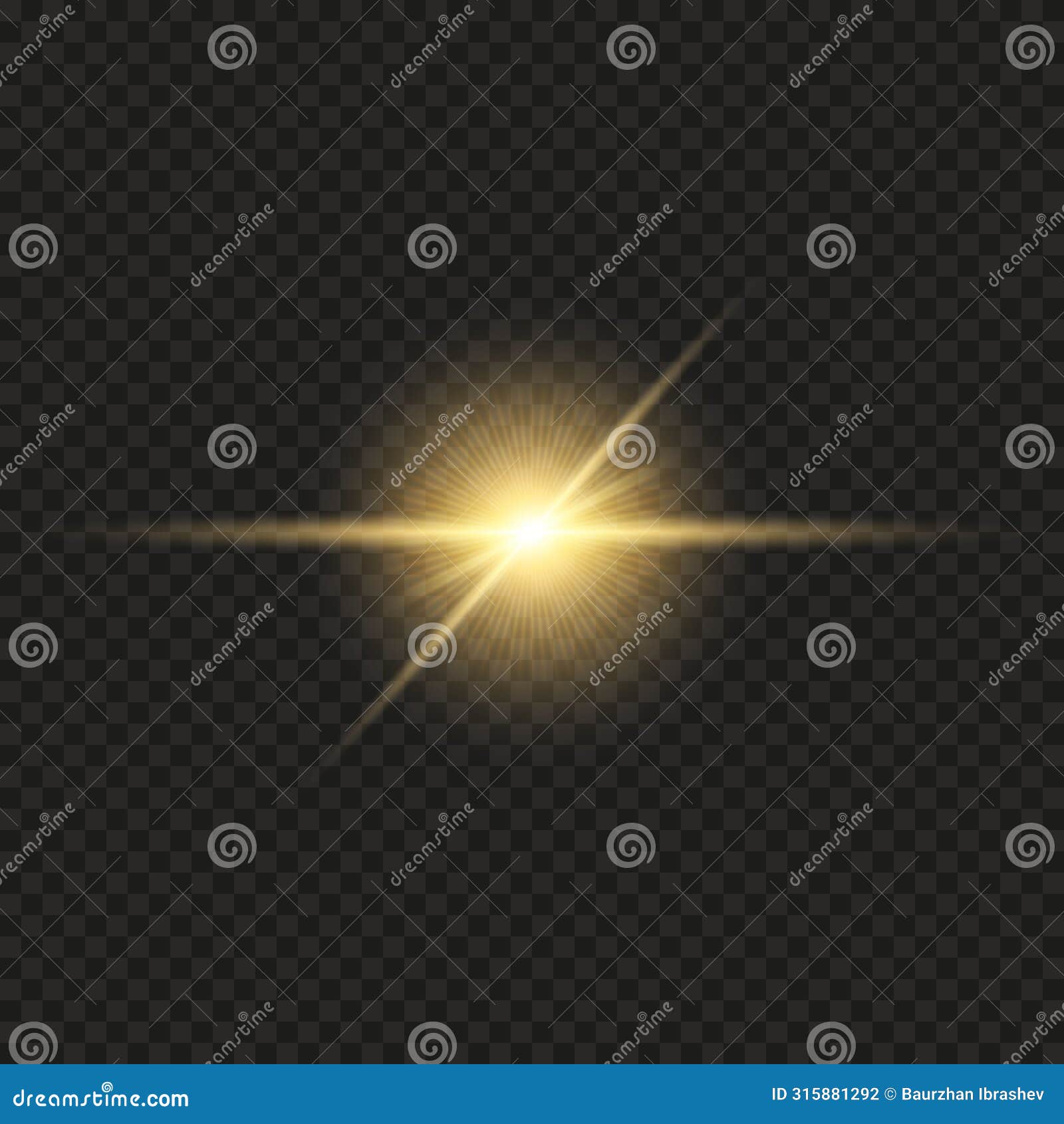 Vector Gold Bling Light on a Transparent Background. Bright Flash Stock ...