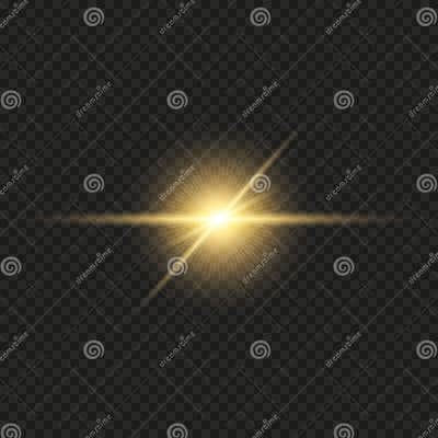 Vector Gold Bling Light on a Transparent Background. Bright Flash Stock ...