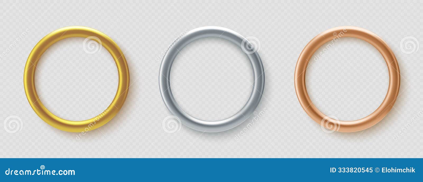 Vector Gold, Bronze and Silver Ring Frame. Round Banner. Isolated on a ...