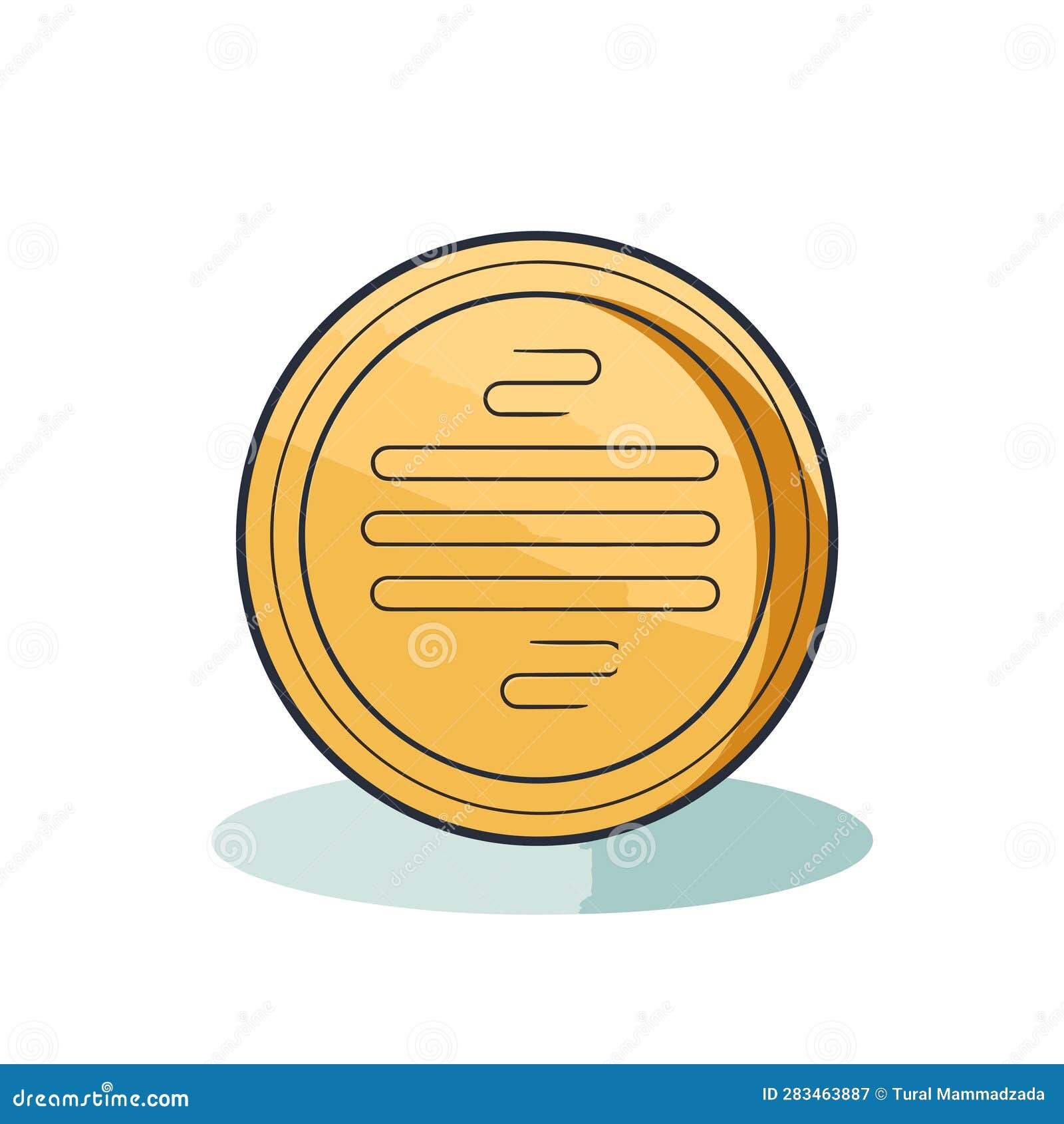 Vector of a Gold Coin with Intricate Line Design Stock Vector ...