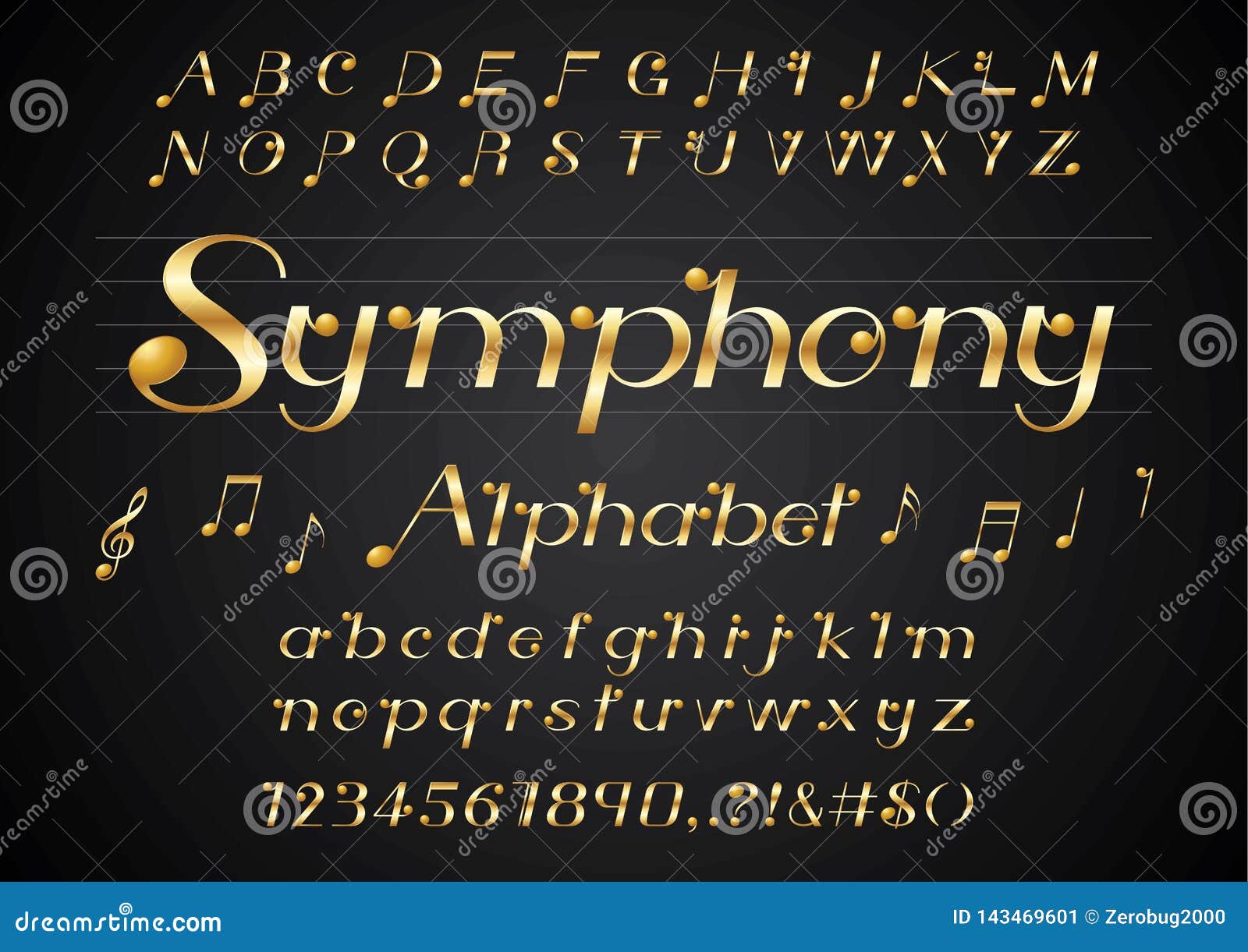 Music font stock vector. Illustration of alphabet, letter - 143469601