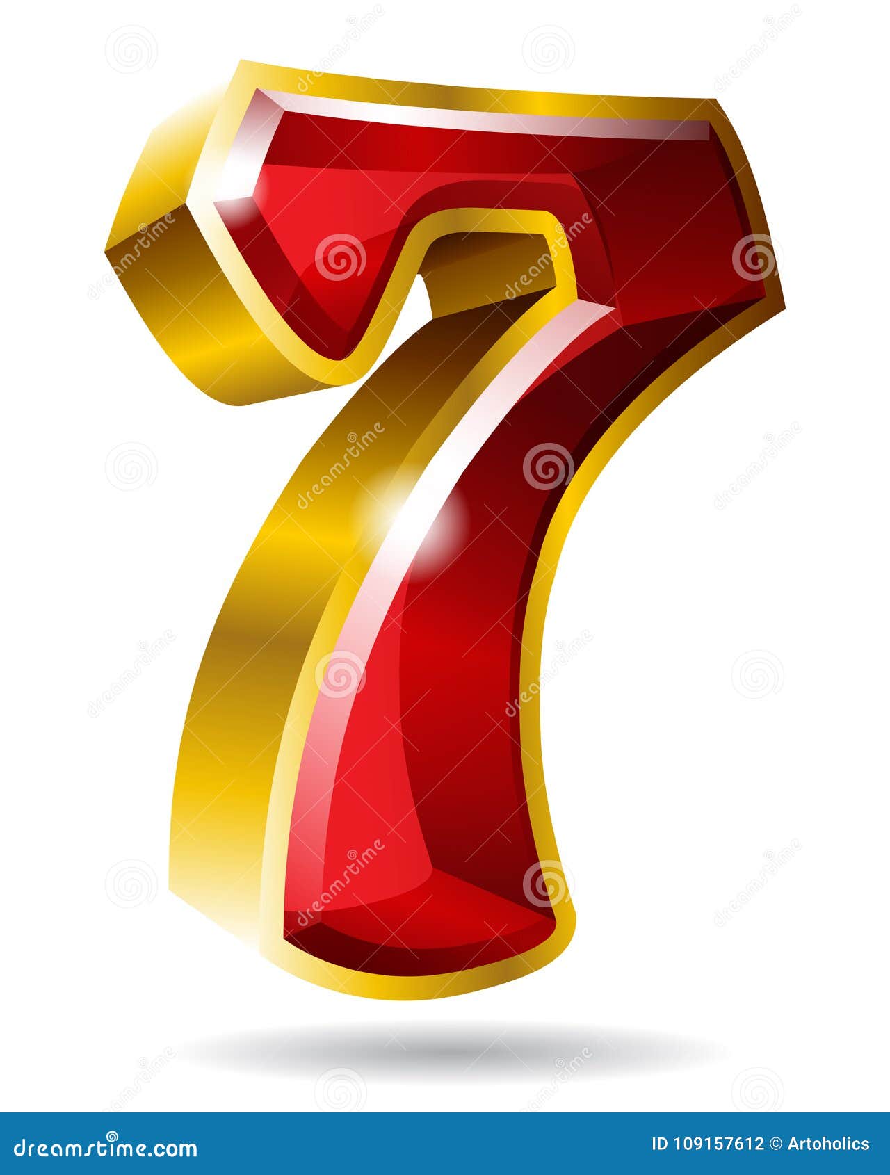 Vector Gold Die Nr. 7, Die Auf Weißem Hintergrund Lokalisiert Wird ...